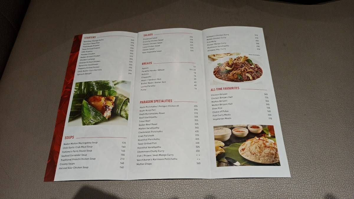 Menu at Paragon Restaurant Trivandrum, Thiruvananthapuram