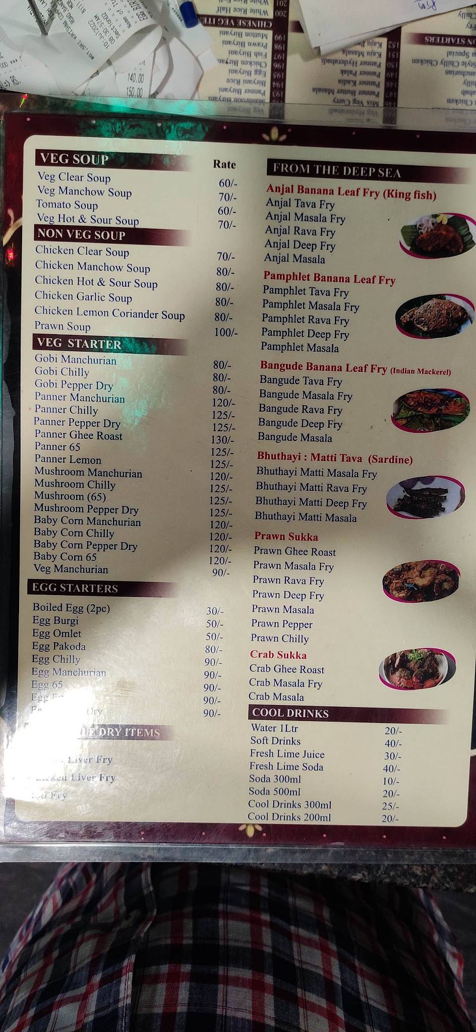 Menu at Parijatha Fish Land, Bengaluru