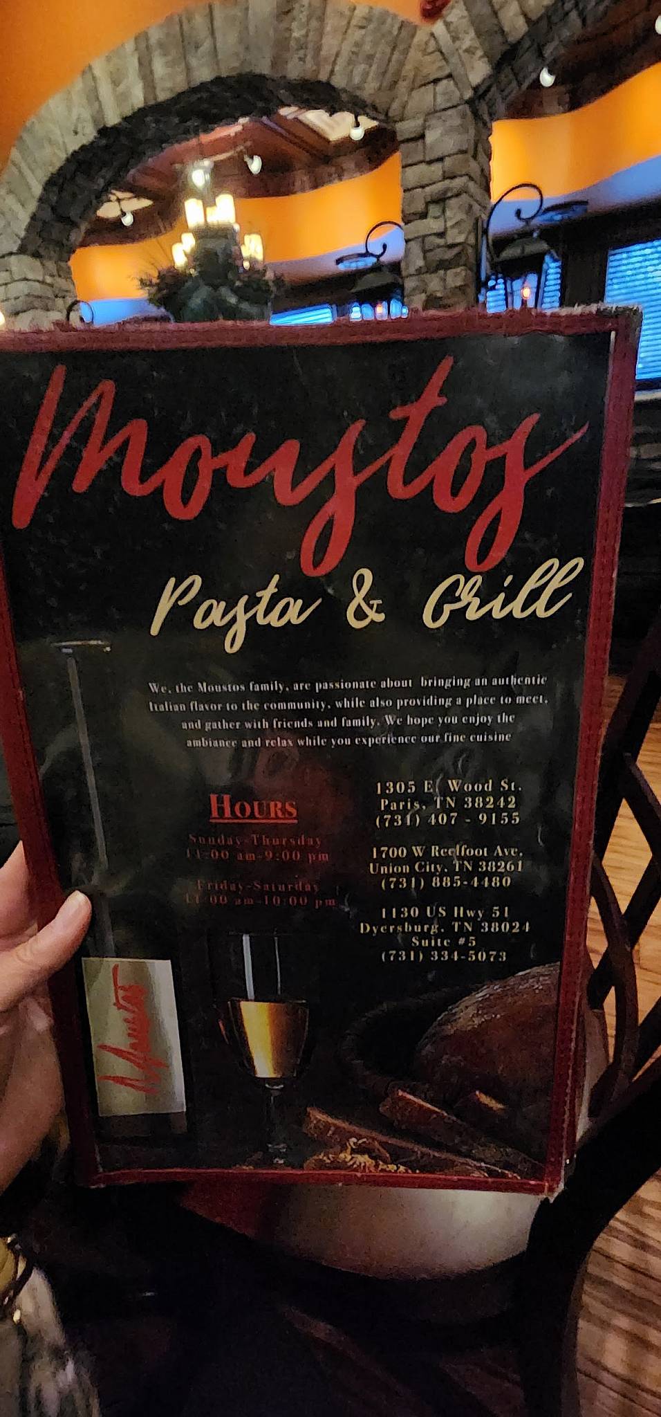 Menu at Moustos Pasta & Grill restaurant, Paris
