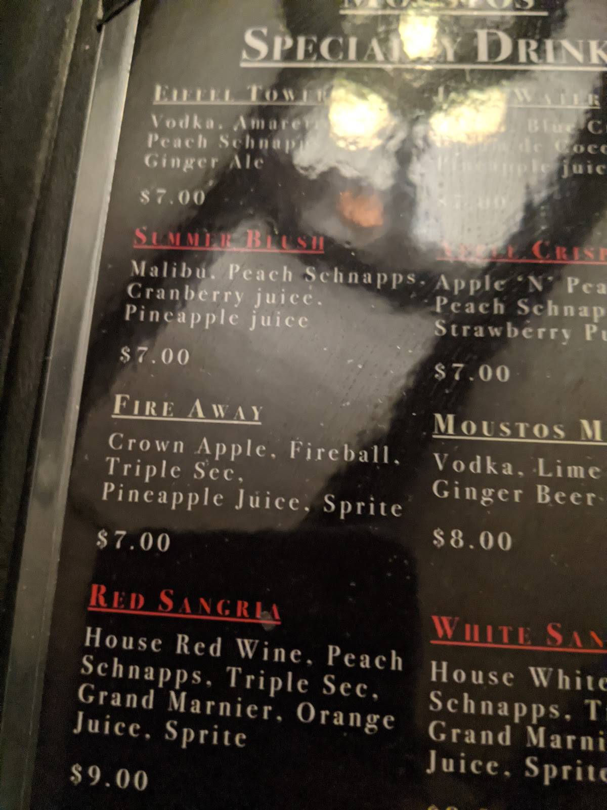 Menu at Moustos Pasta & Grill restaurant, Paris