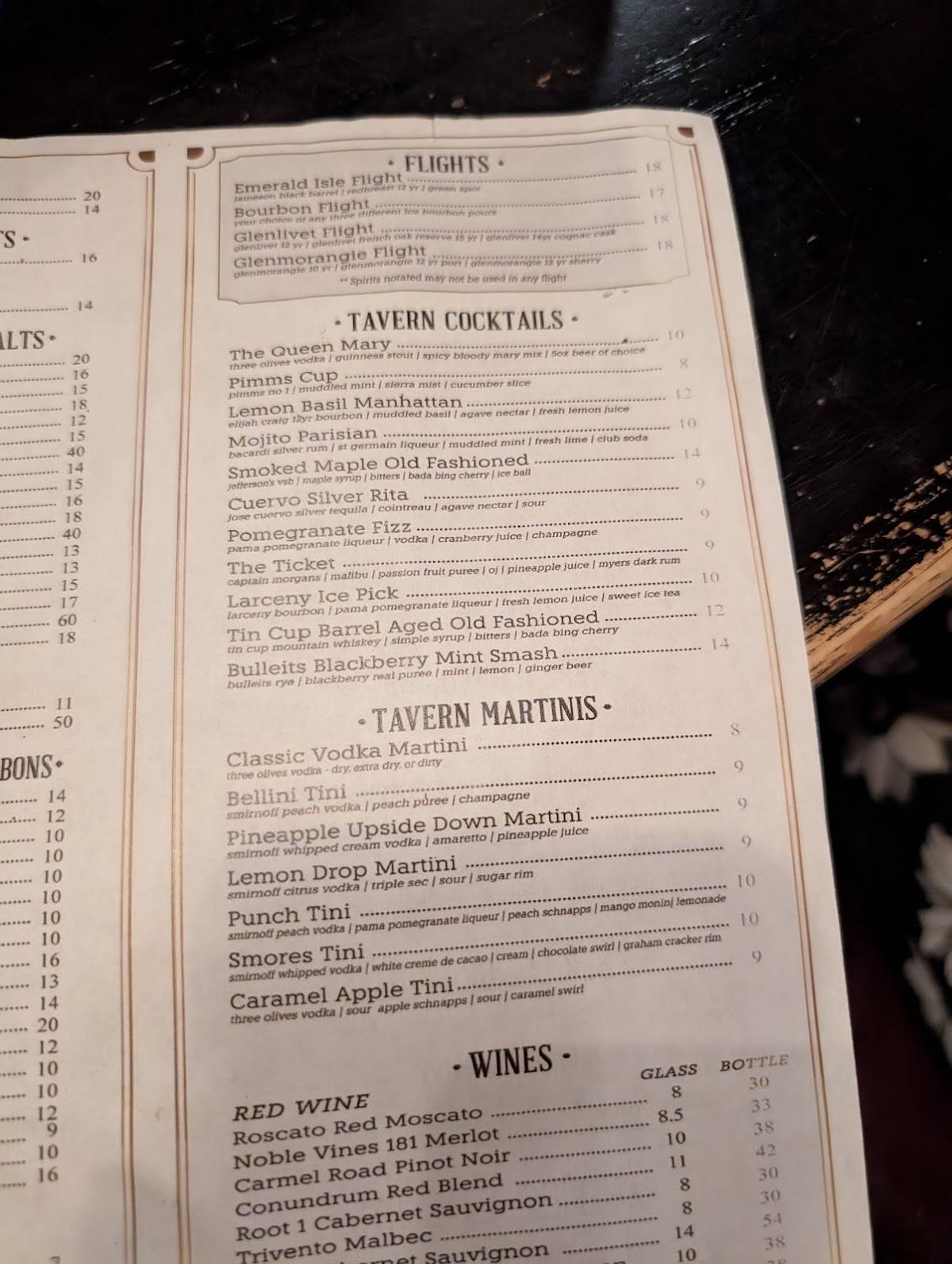 Menu at Park Lane Tavern of VB Kempsville pub & bar, Virginia Beach