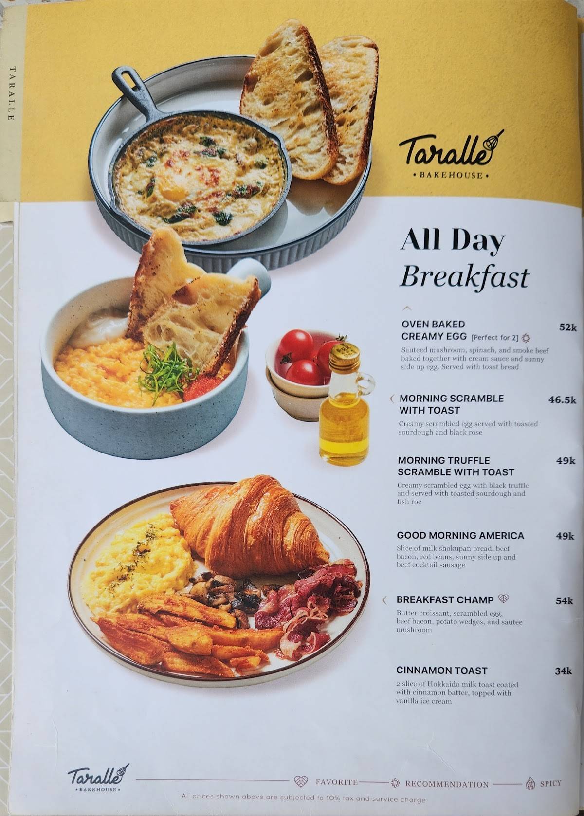 Menu at Paskal 219 restaurant, Bandung