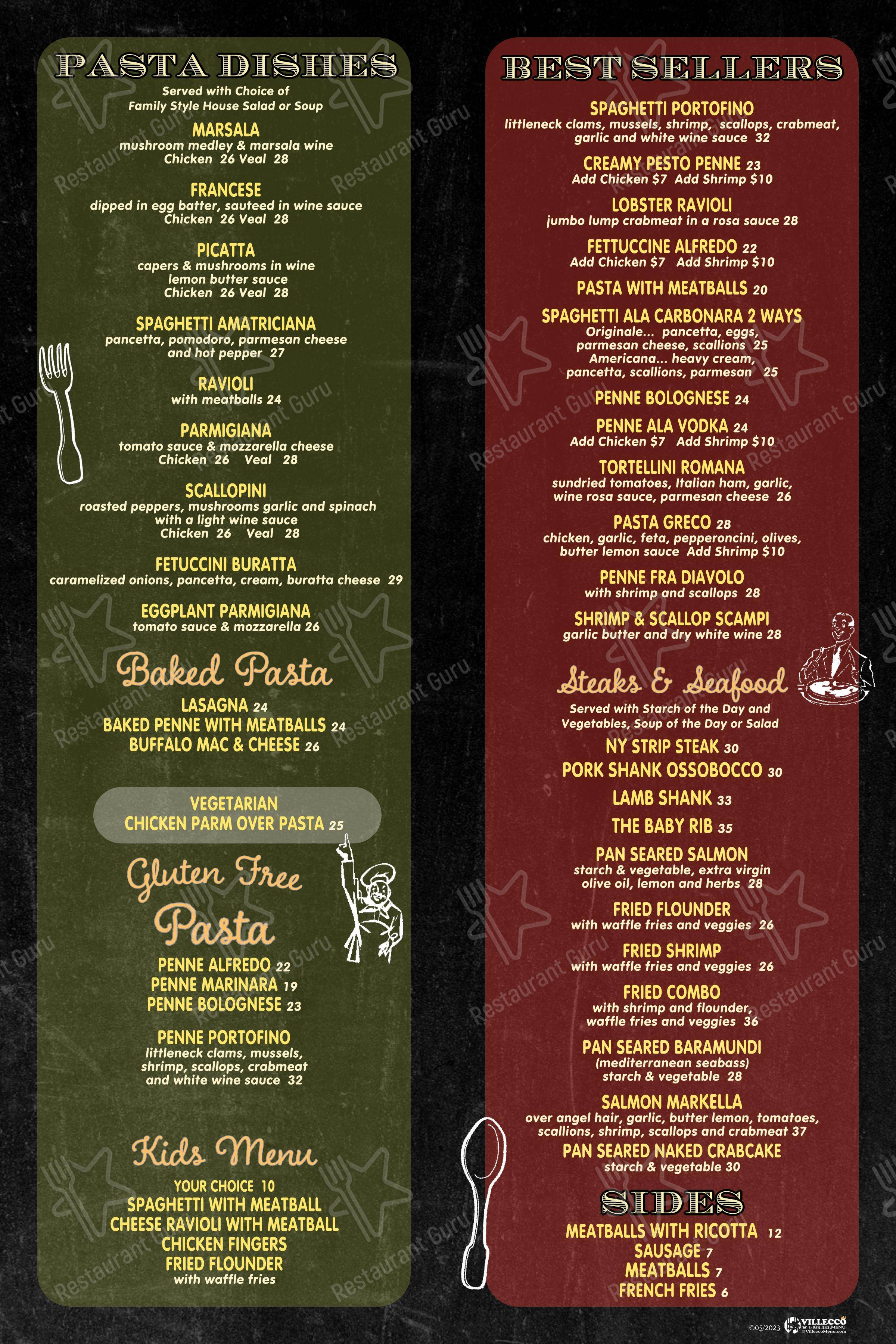 Menu at Pasta Pesto Bar & Grill, Wildwood, Atlantic Ave
