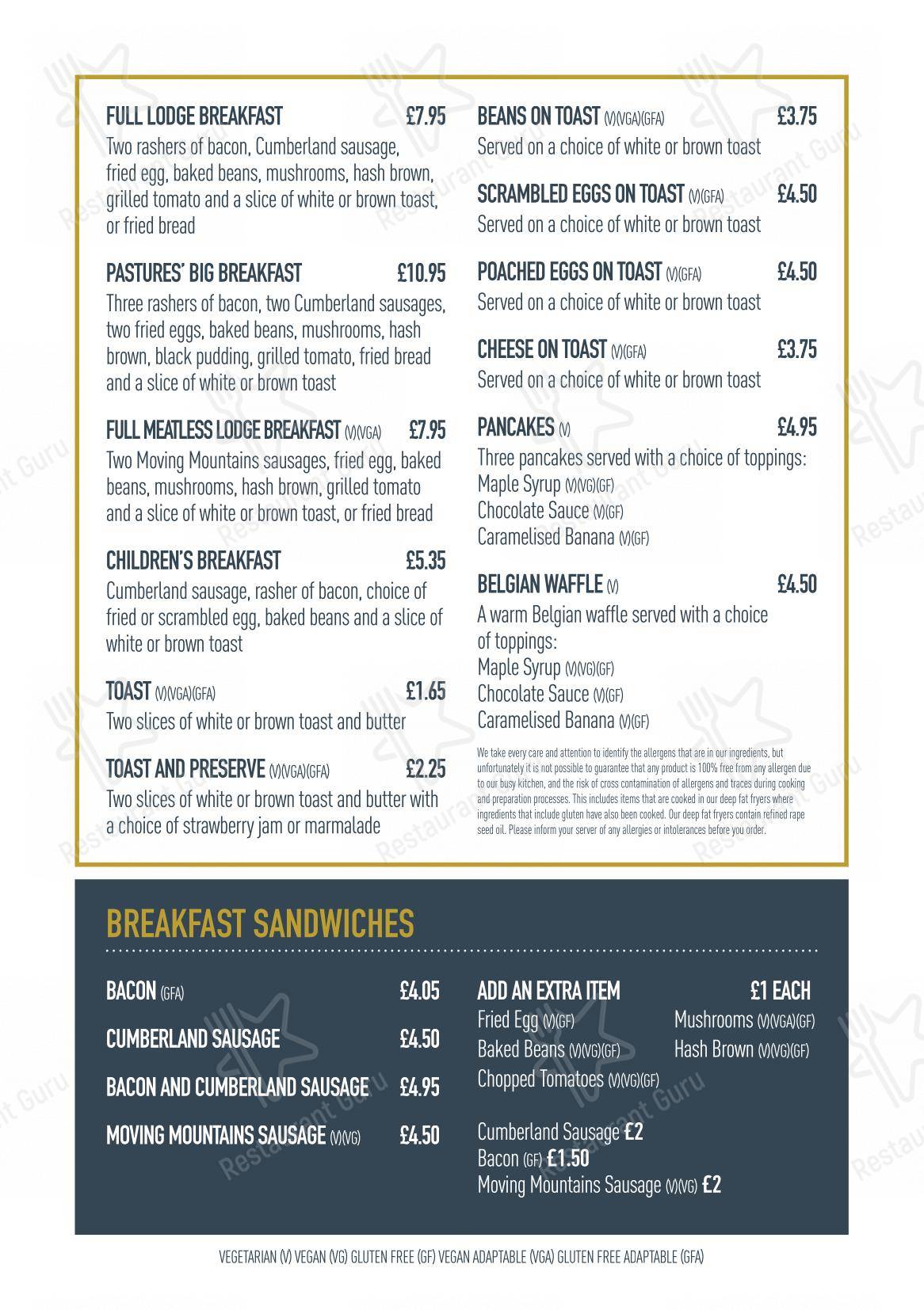 Menu at Pastures Lodge - Mexborough pub & bar, Mexborough, Pastures Lodge