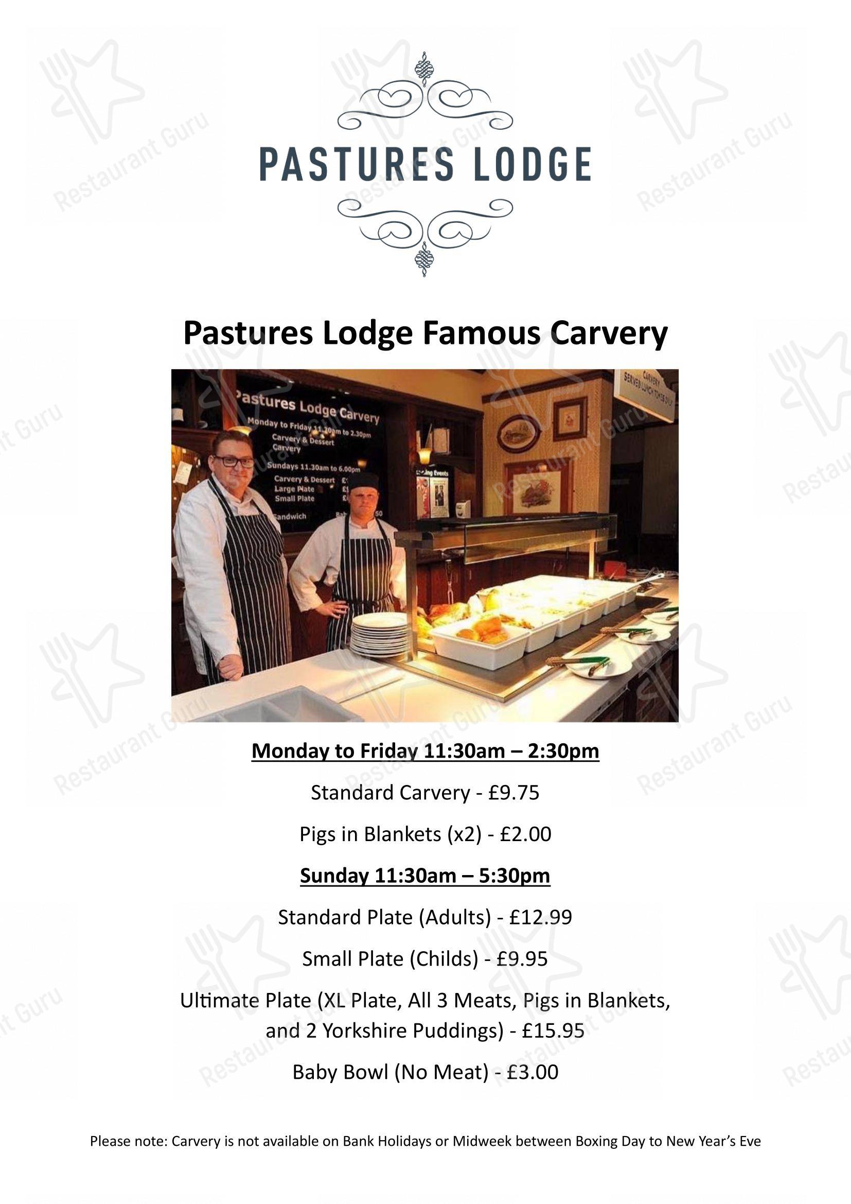 Menu at Pastures Lodge - Mexborough pub & bar, Mexborough, Pastures Lodge