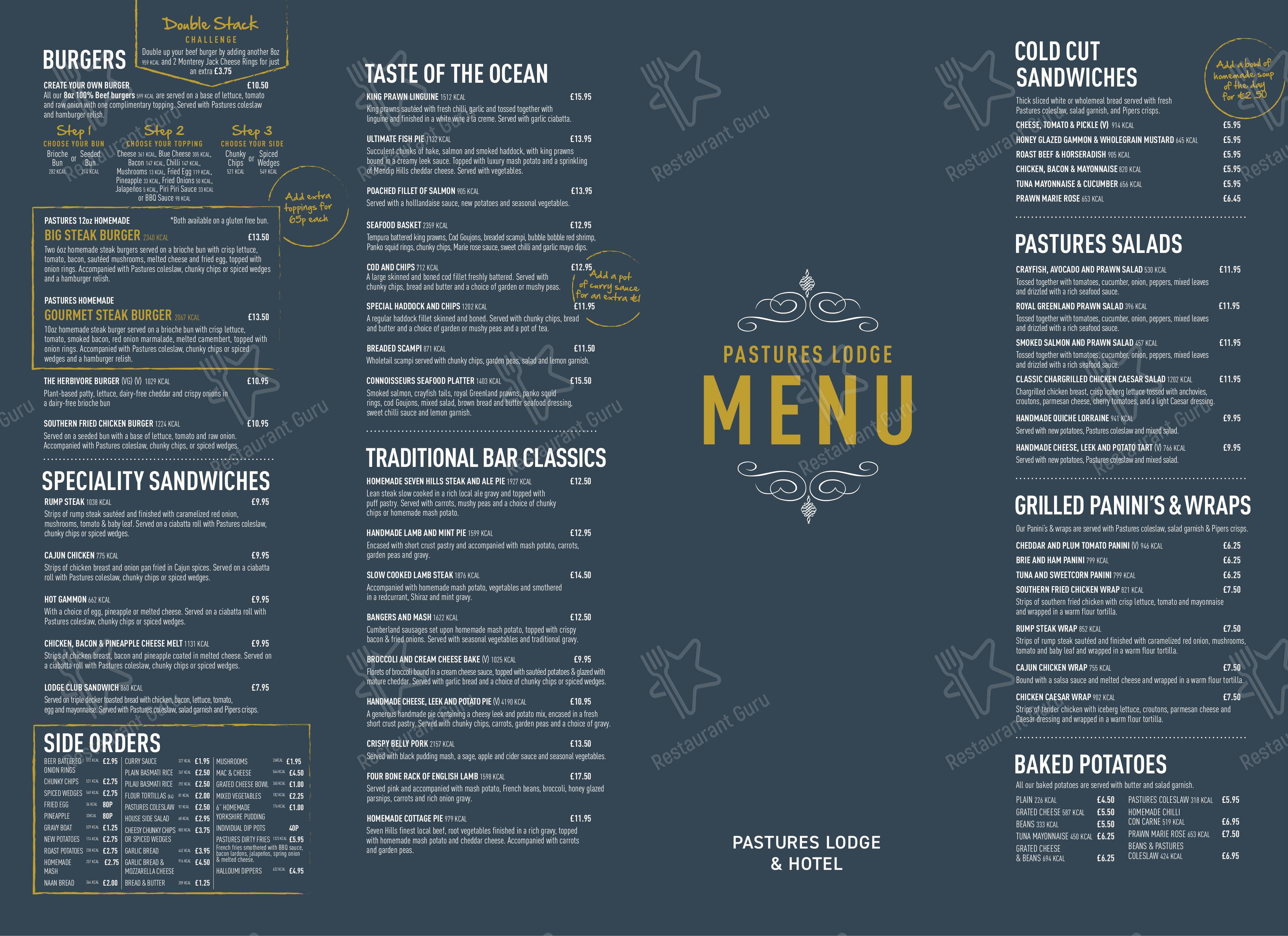 Menu at Pastures Lodge - Mexborough pub & bar, Mexborough, Pastures Lodge