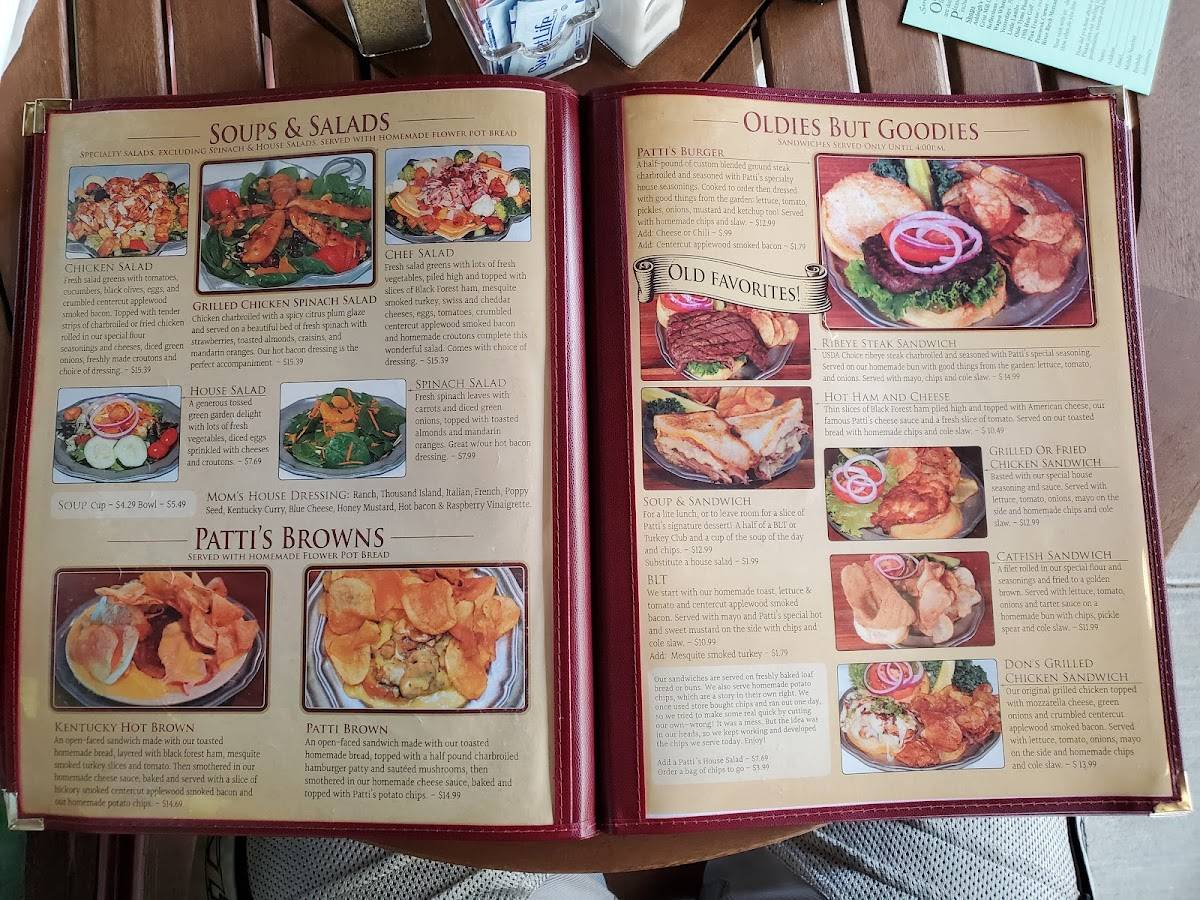 Menu at Patti's 1880's Settlement restaurant, Grand Rivers