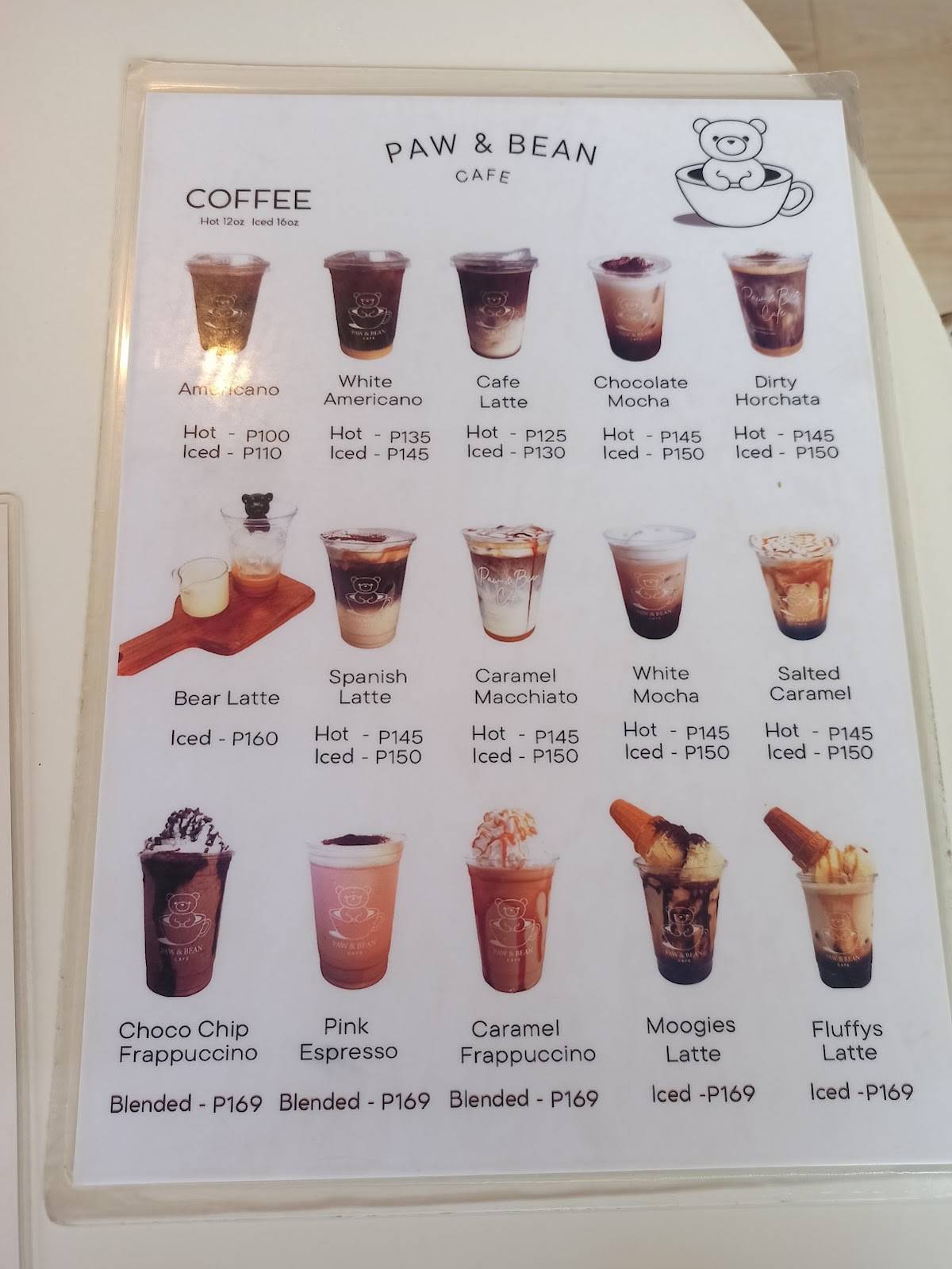 Menu at Paw & Bean Cafe, Imus