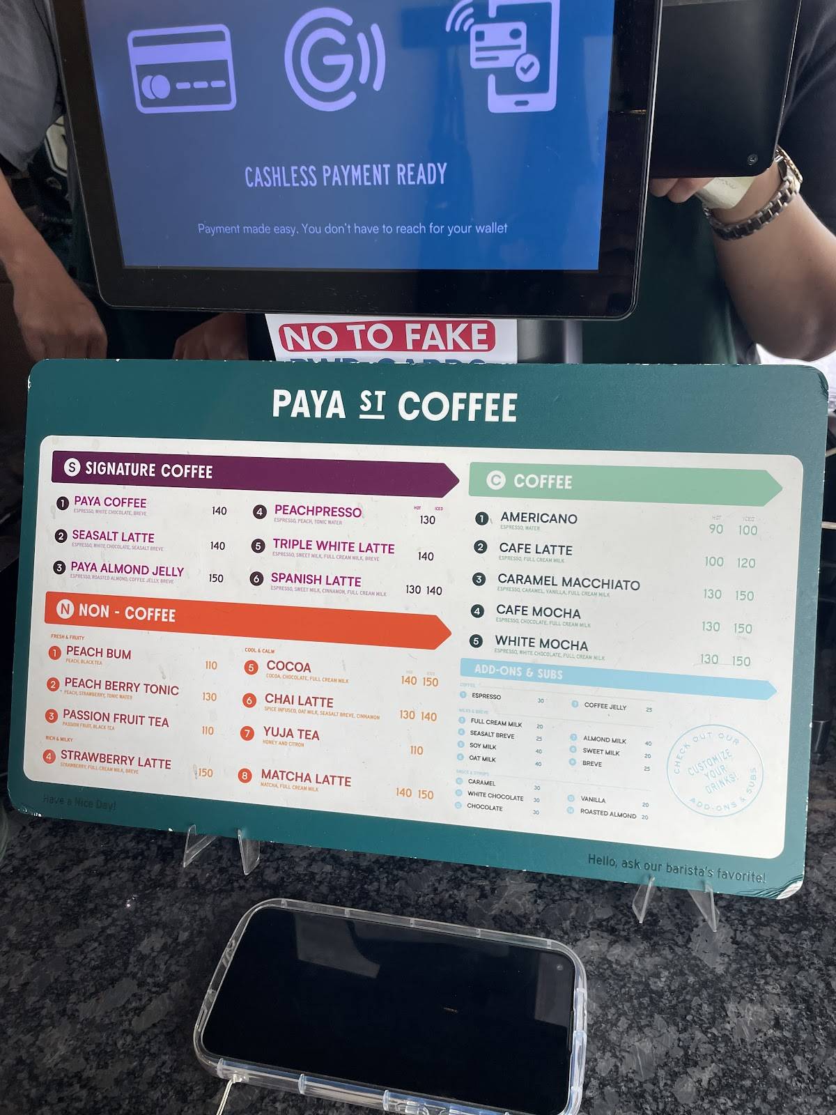 Menu at Paya Street Coffee, San Fernando