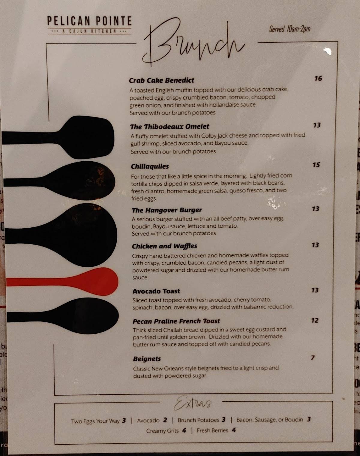 Menu at Pelican Pointe restaurant, Lufkin