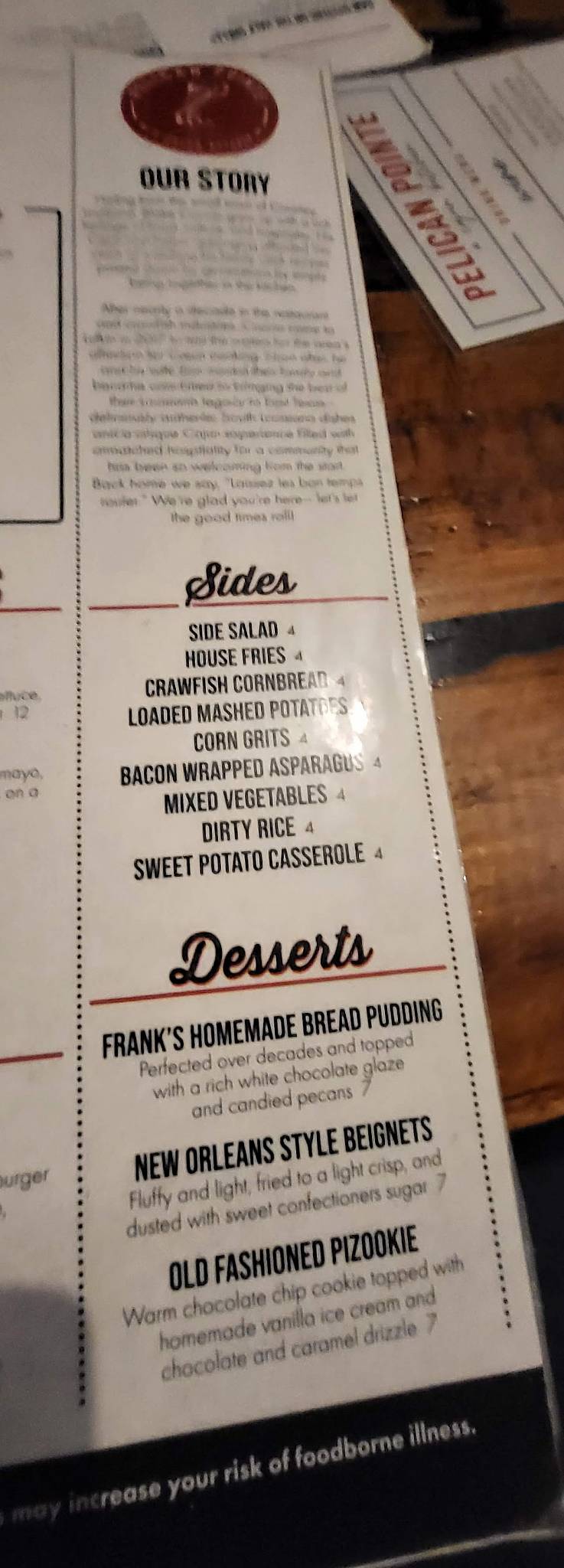 Menu at Pelican Pointe restaurant, Lufkin