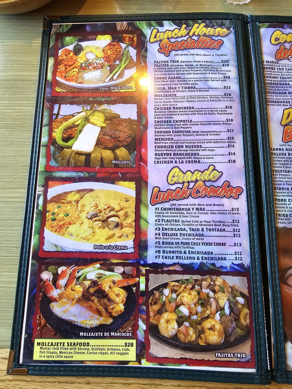 Menu at Mazatlan Mexican Restaurant, Pendleton