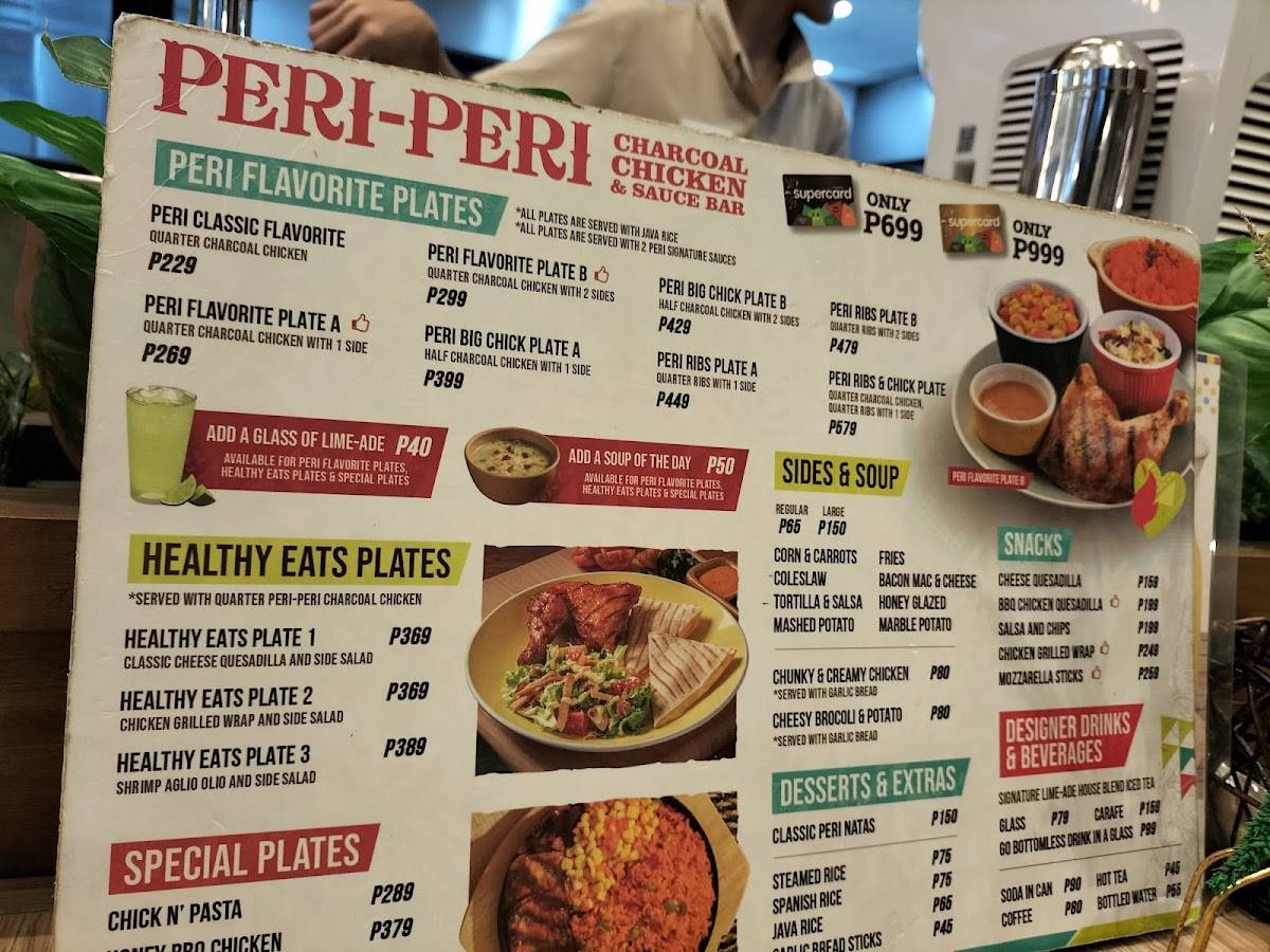 Menu at Peri-Peri Charcoal Chicken & Sauce Bar, Santo Tomas