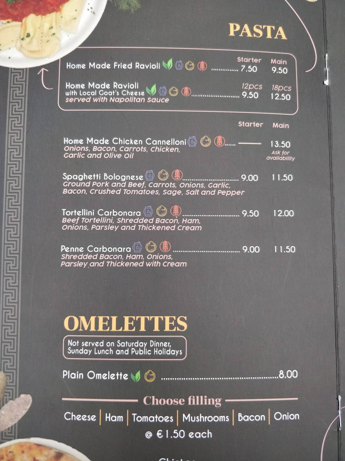 Menu at Peristyle Restaurant, Rabat