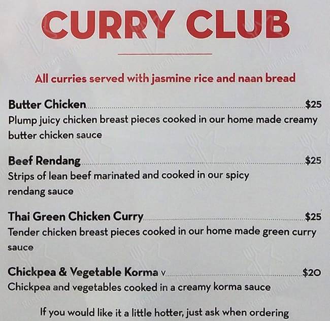 Menu at Chelsea Social restaurant, Perth