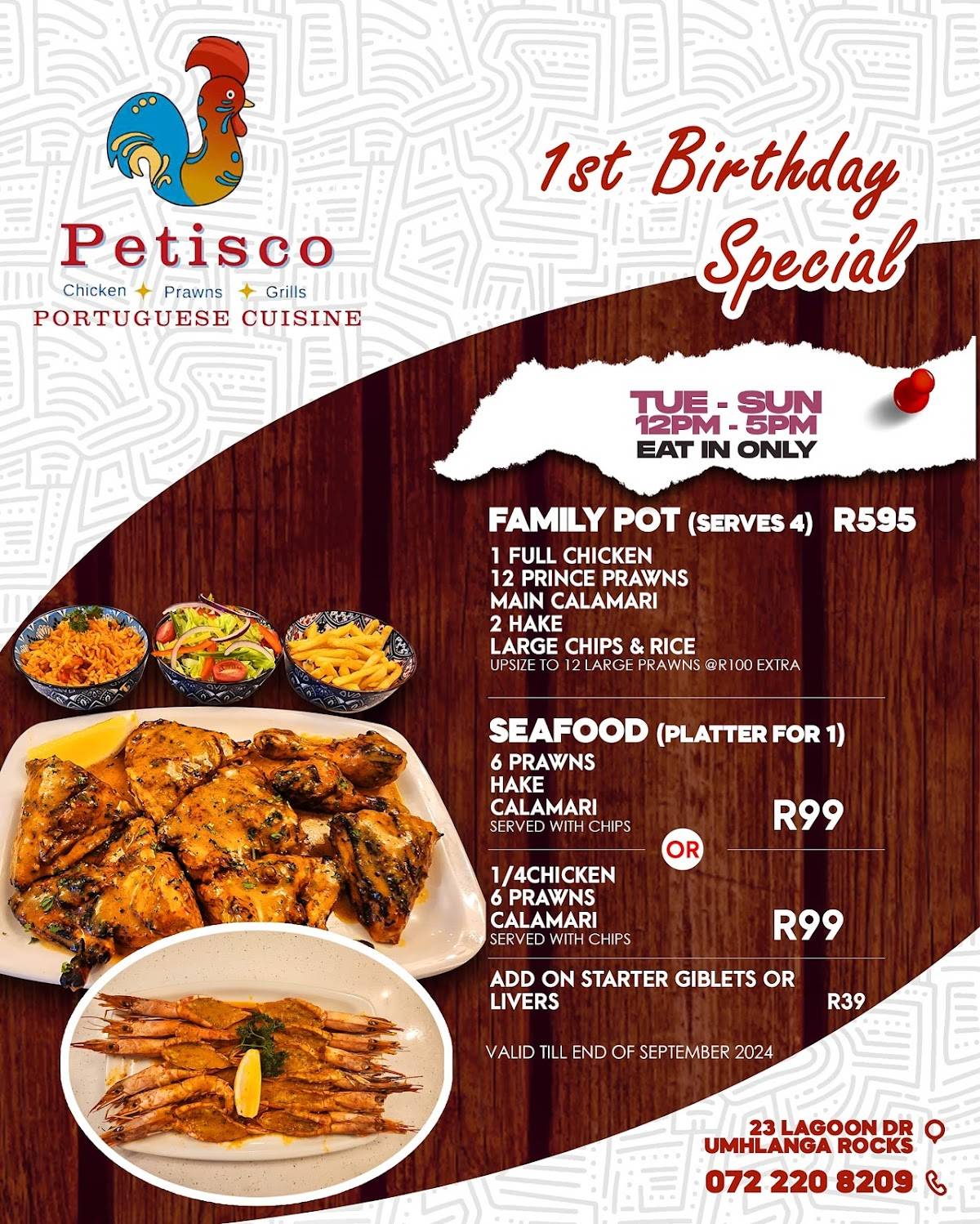 Menu at Petisco Umhlanga Portuguese Restaurant, Durban North