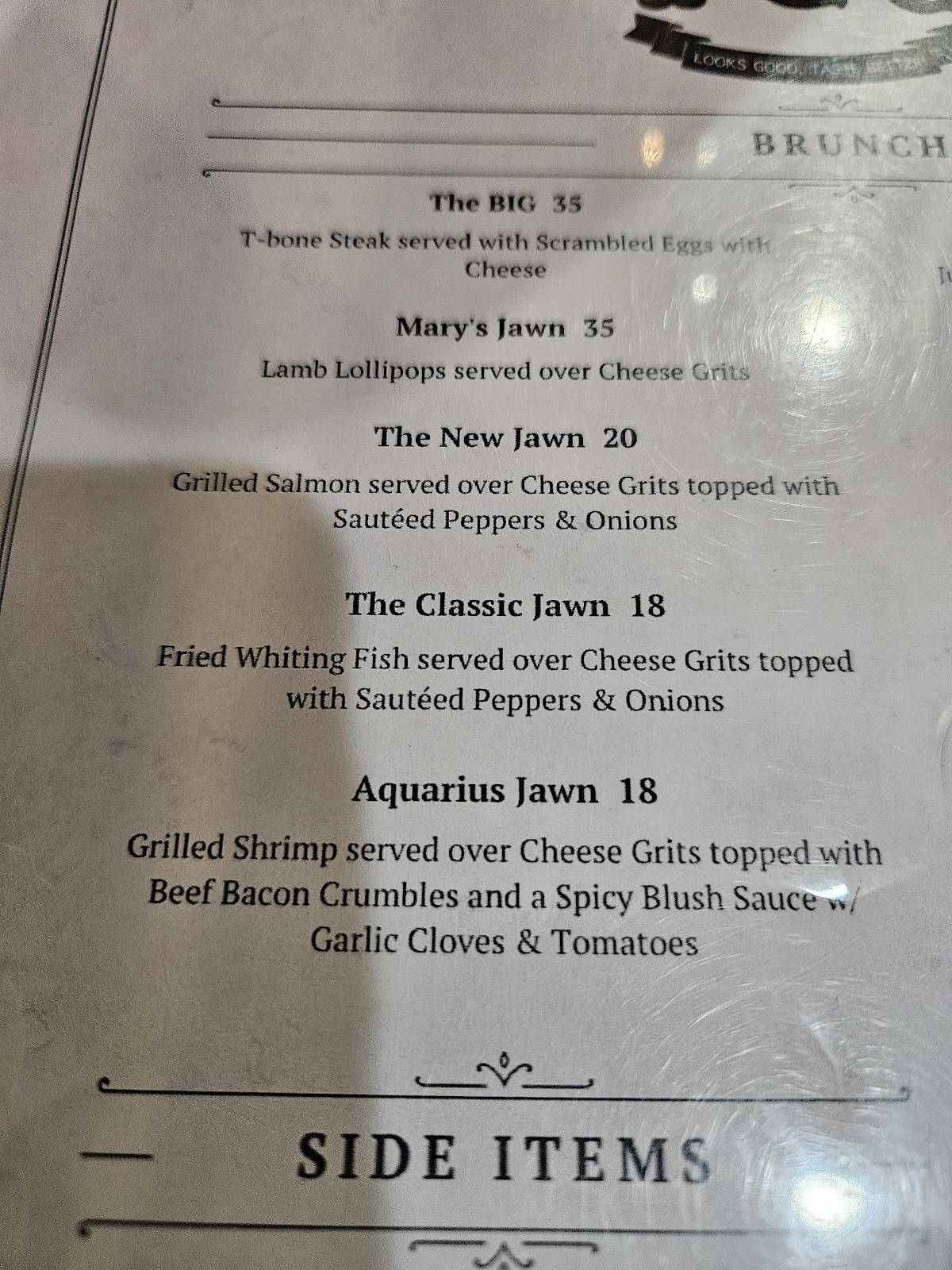 Menu at Pretty Girls Cook restaurant, Philadelphia