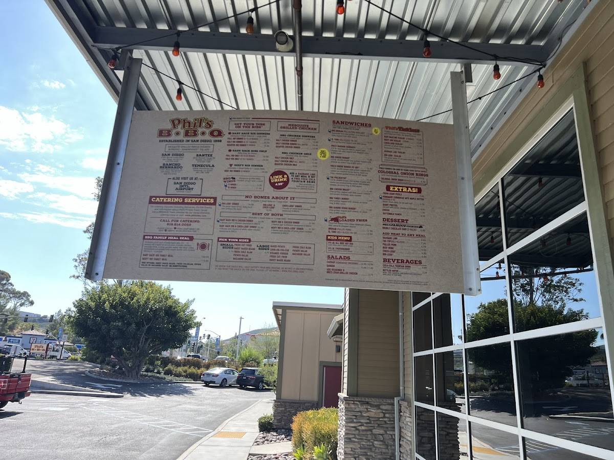 Menu at Phil's BBQ, San Diego, W Bernardo Dr