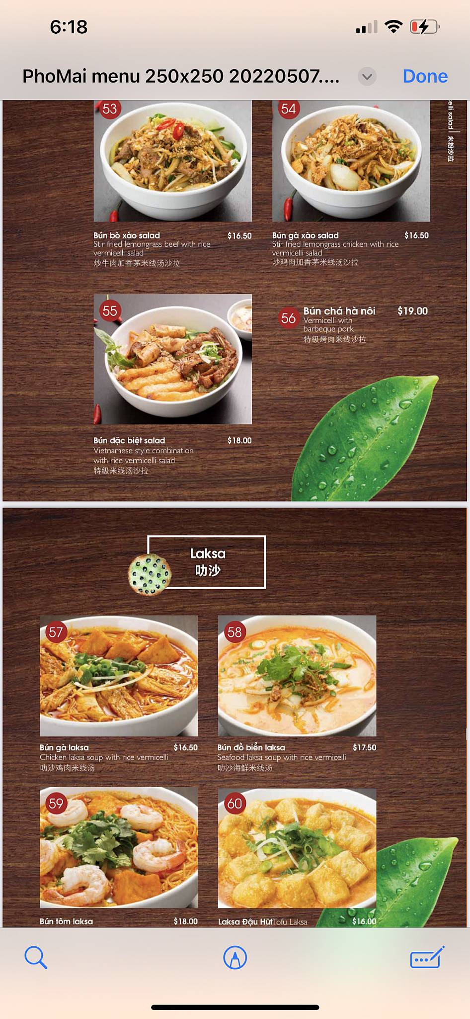 Menu at Pho Mai restaurant, Eastwood, 62/80 Rowe St