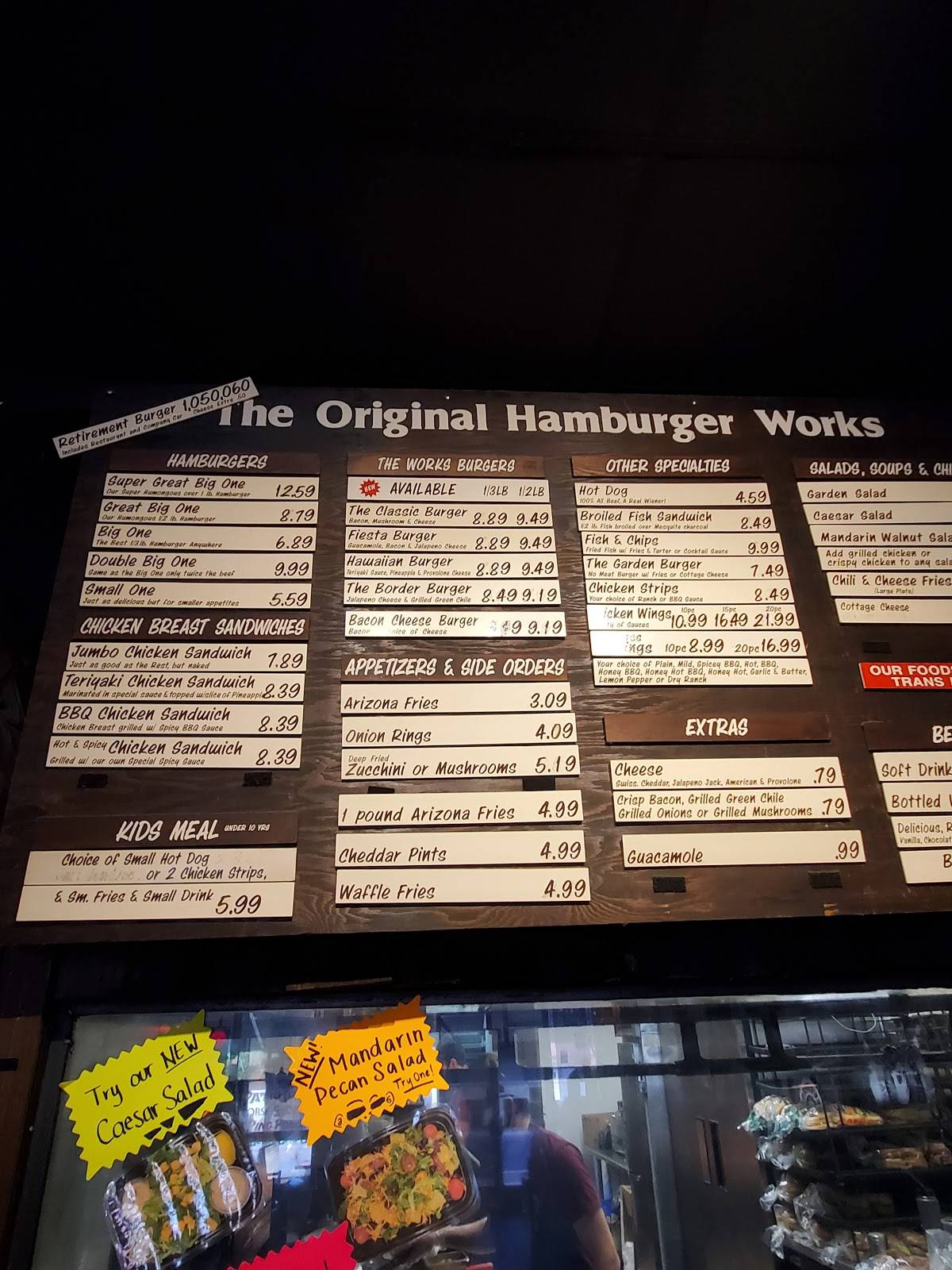 Menu at Original Hamburger Works pub & bar, Phoenix