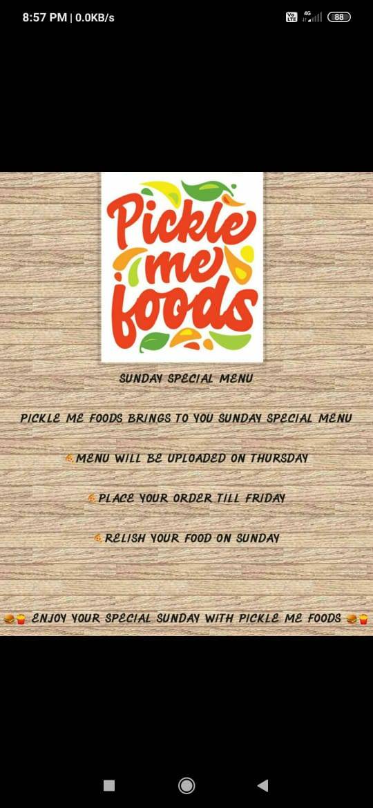 Menu at Pickle Me Foods Home made food, Pimpri-Chinchwad