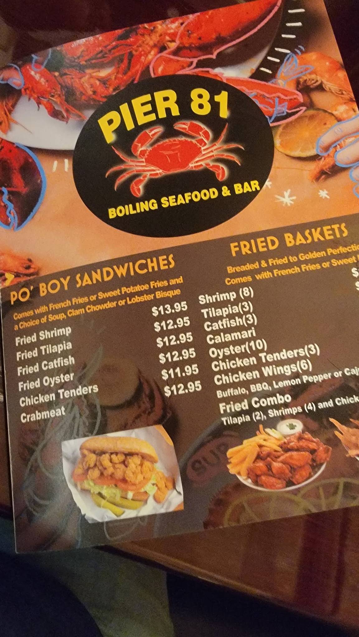 Menu at Pier 81 restaurant, Enid