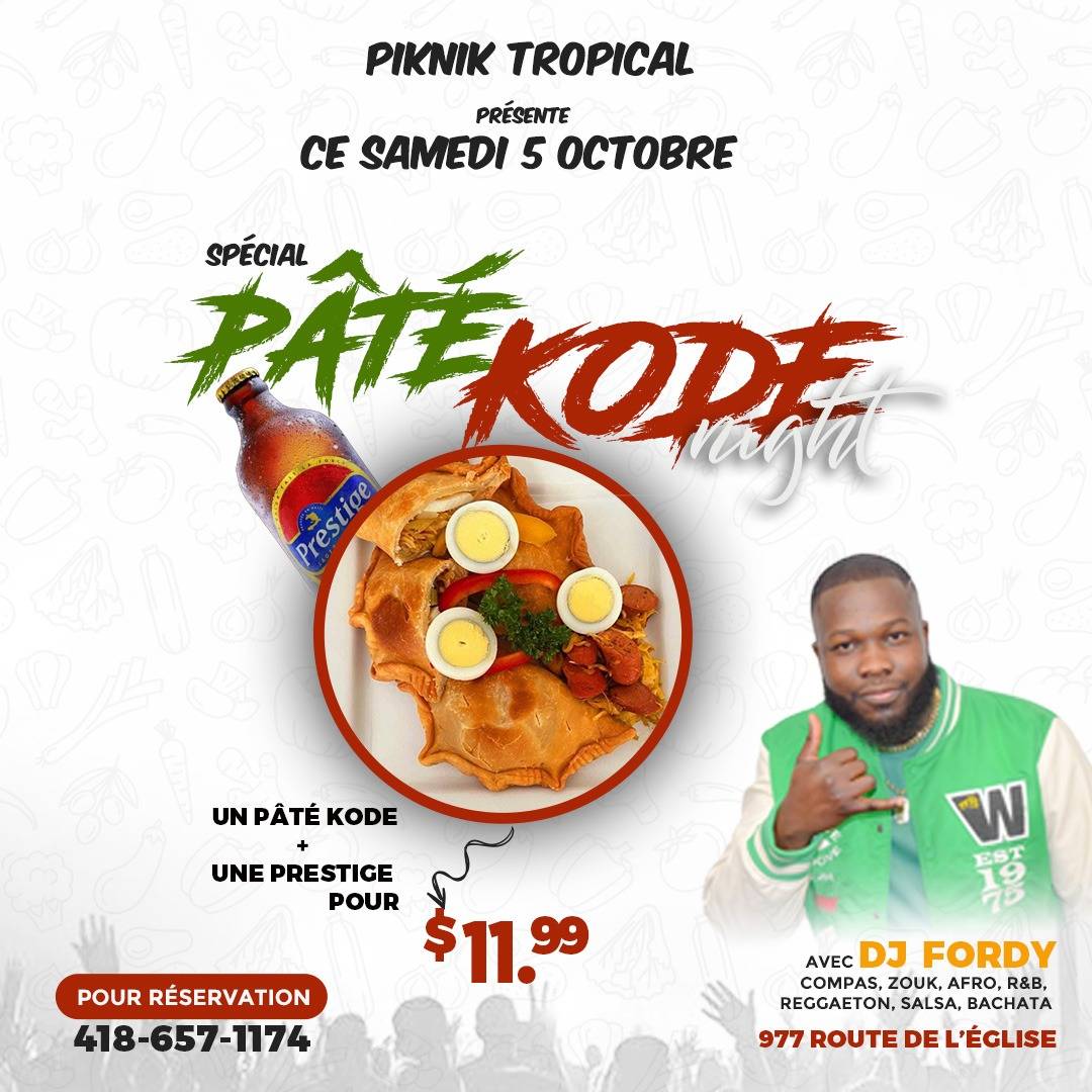 Menu au Piknik Tropical Resto / RESTAURANT HAITIEN QUEBEC / STE-FOY, Québec