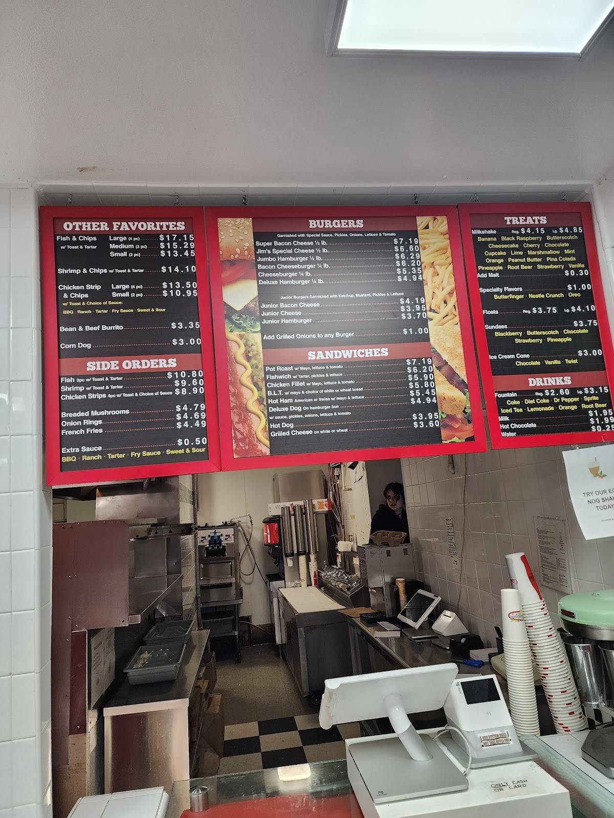 Menu at Pilchuck Drive In fast food, Snohomish