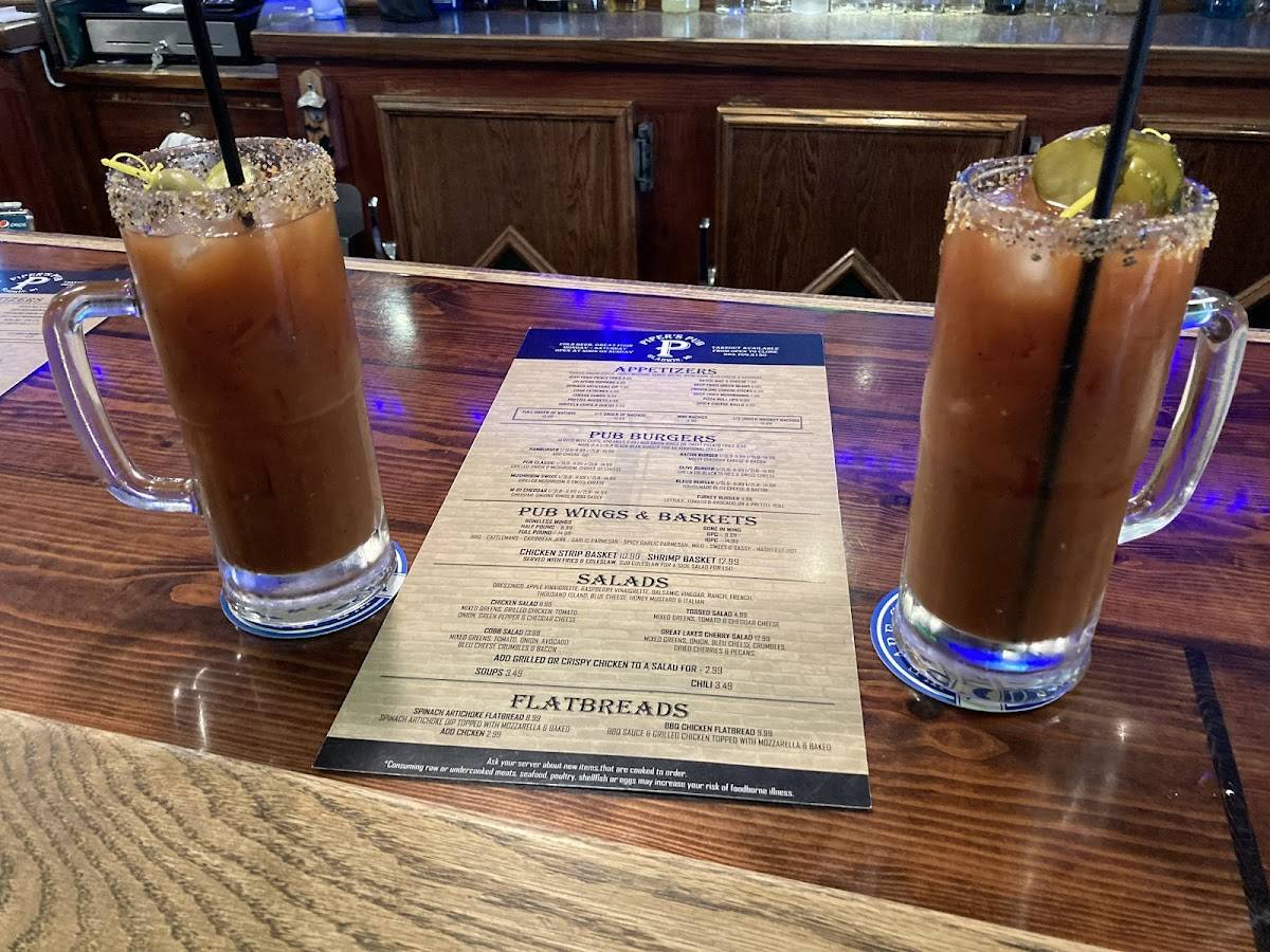 Menu at Piper's Pub, Gladwin
