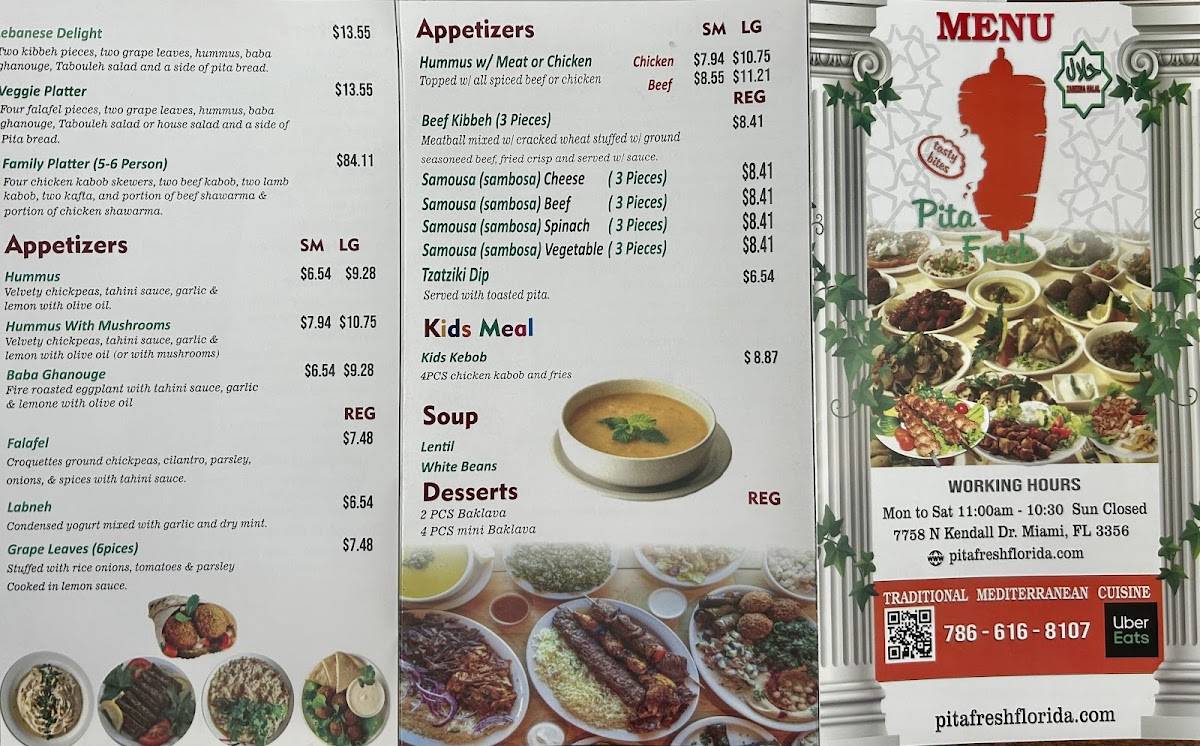 Menu at Pita Fresh restaurant, Miami, N Kendall Dr