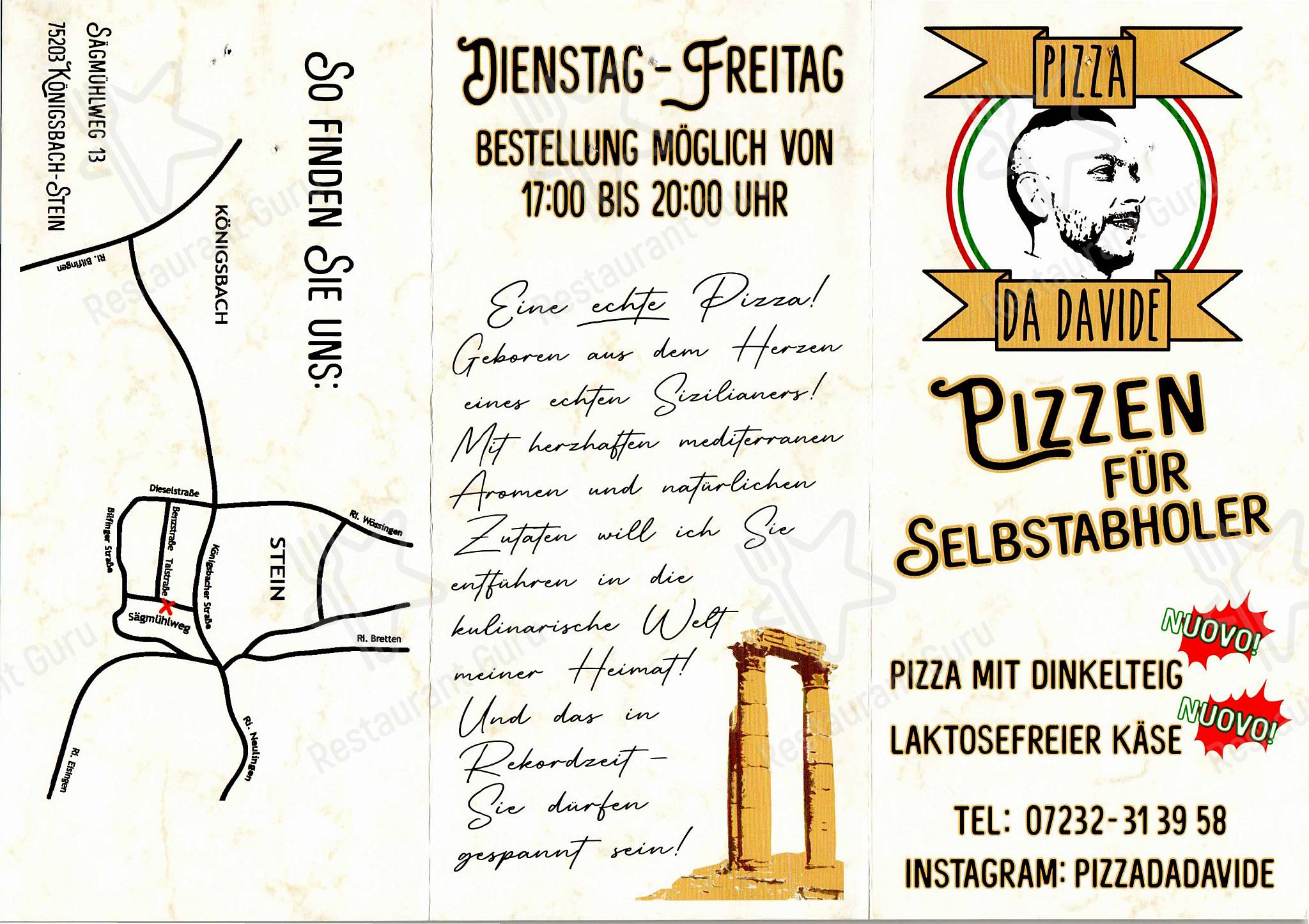 Carta de Pizza Da Davide, Königsbach-Stein