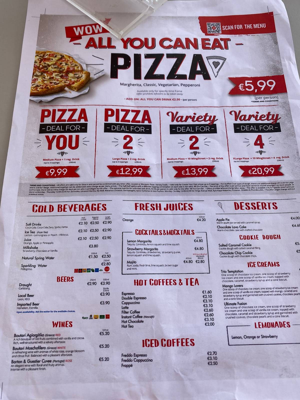 Menu at Pizza Hut, Ayia Napa, 25