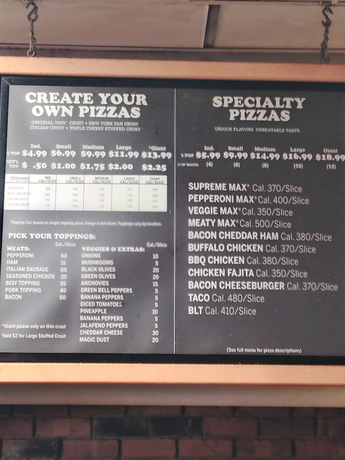 Menu at Pizza Inn pizzeria, Richland Hills, Blvd 26