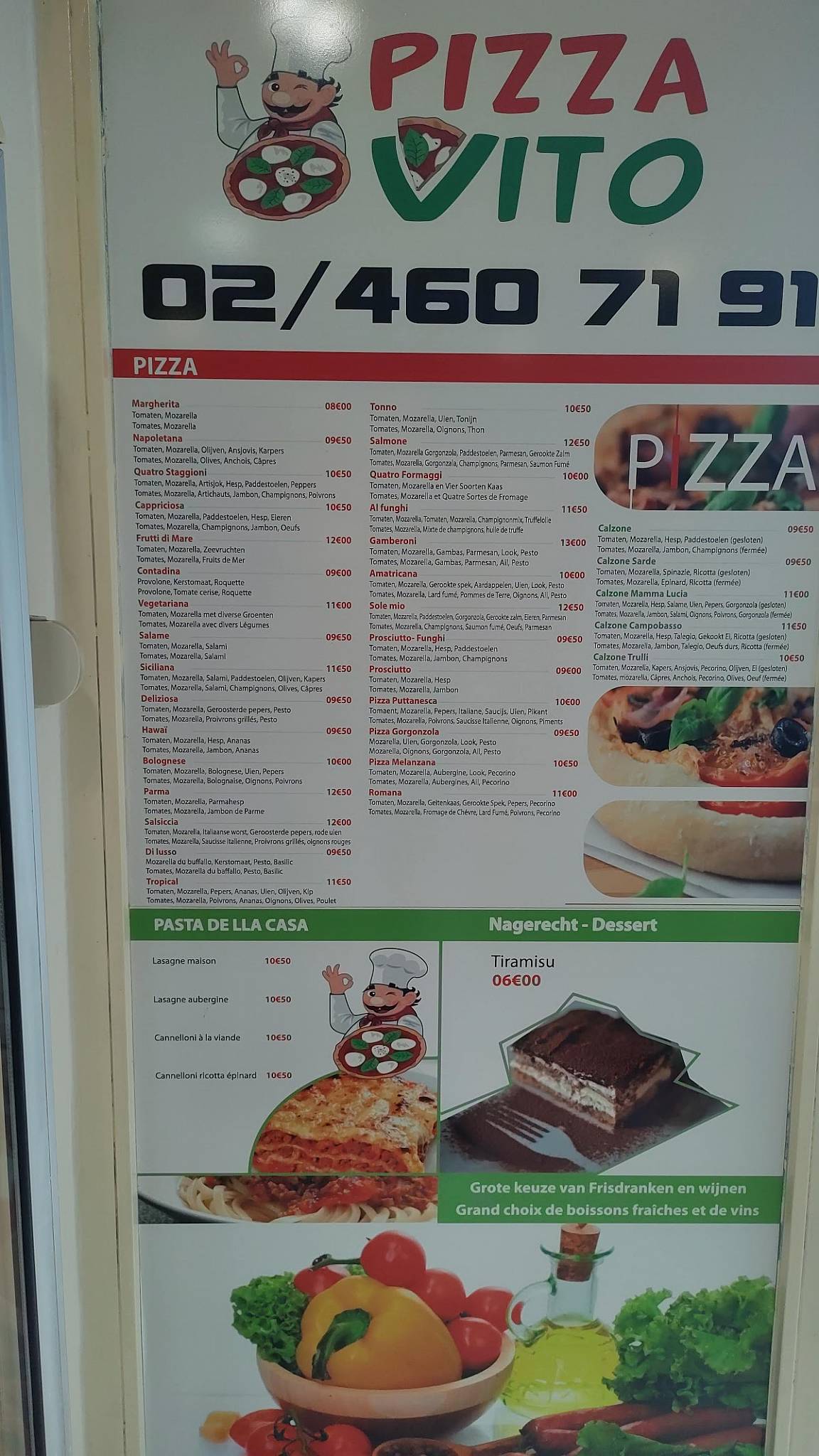 Menu at Pizza Vito, Dilbeek