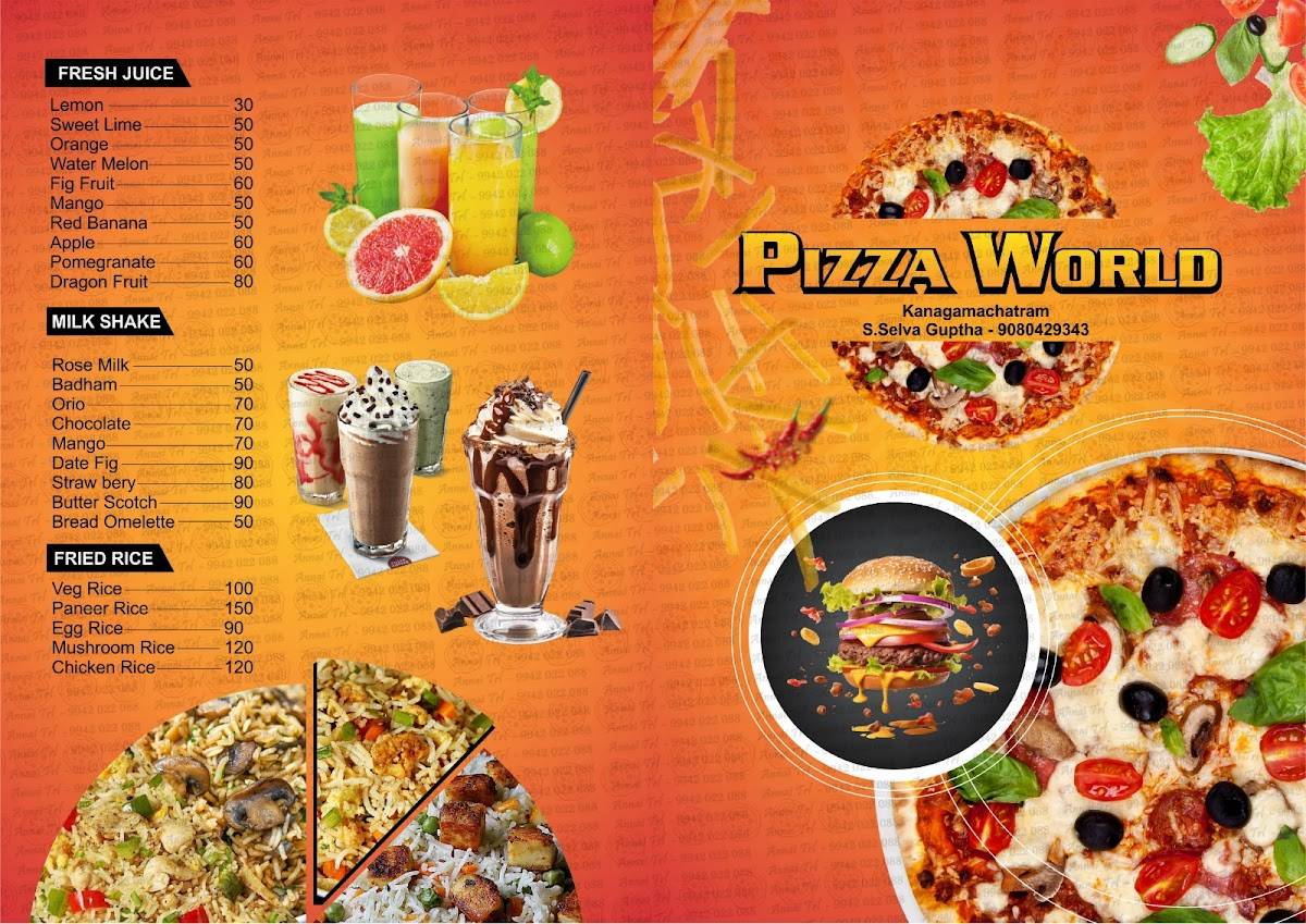 Menu at Pizza World, Kanakammachathram