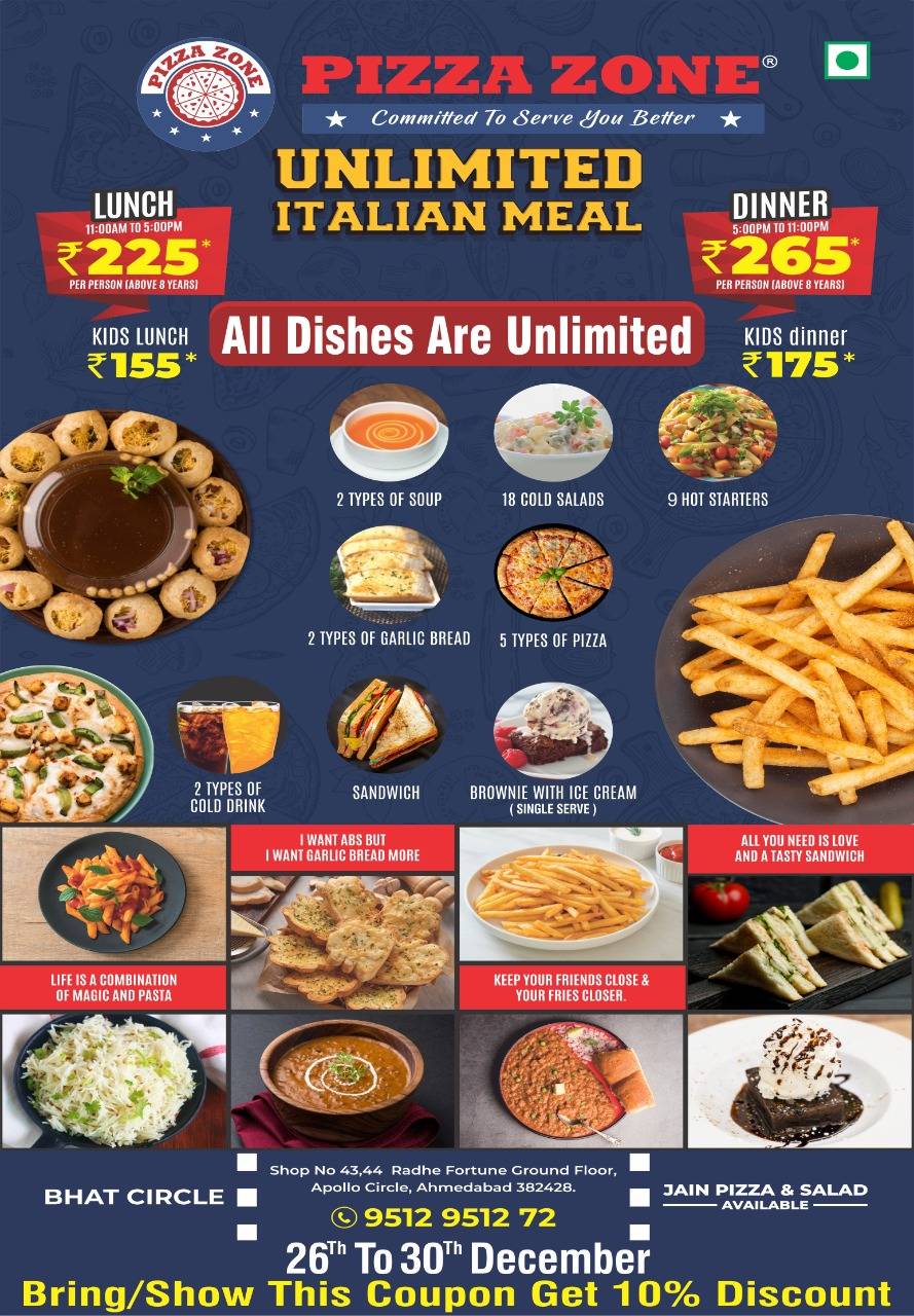 Menu at Pizza Zone Apollo circle, Ahmedabad