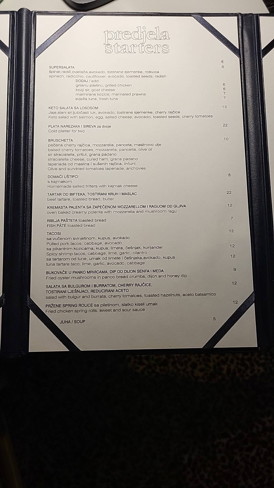 Menu at Pizza bar Maká, Makarska