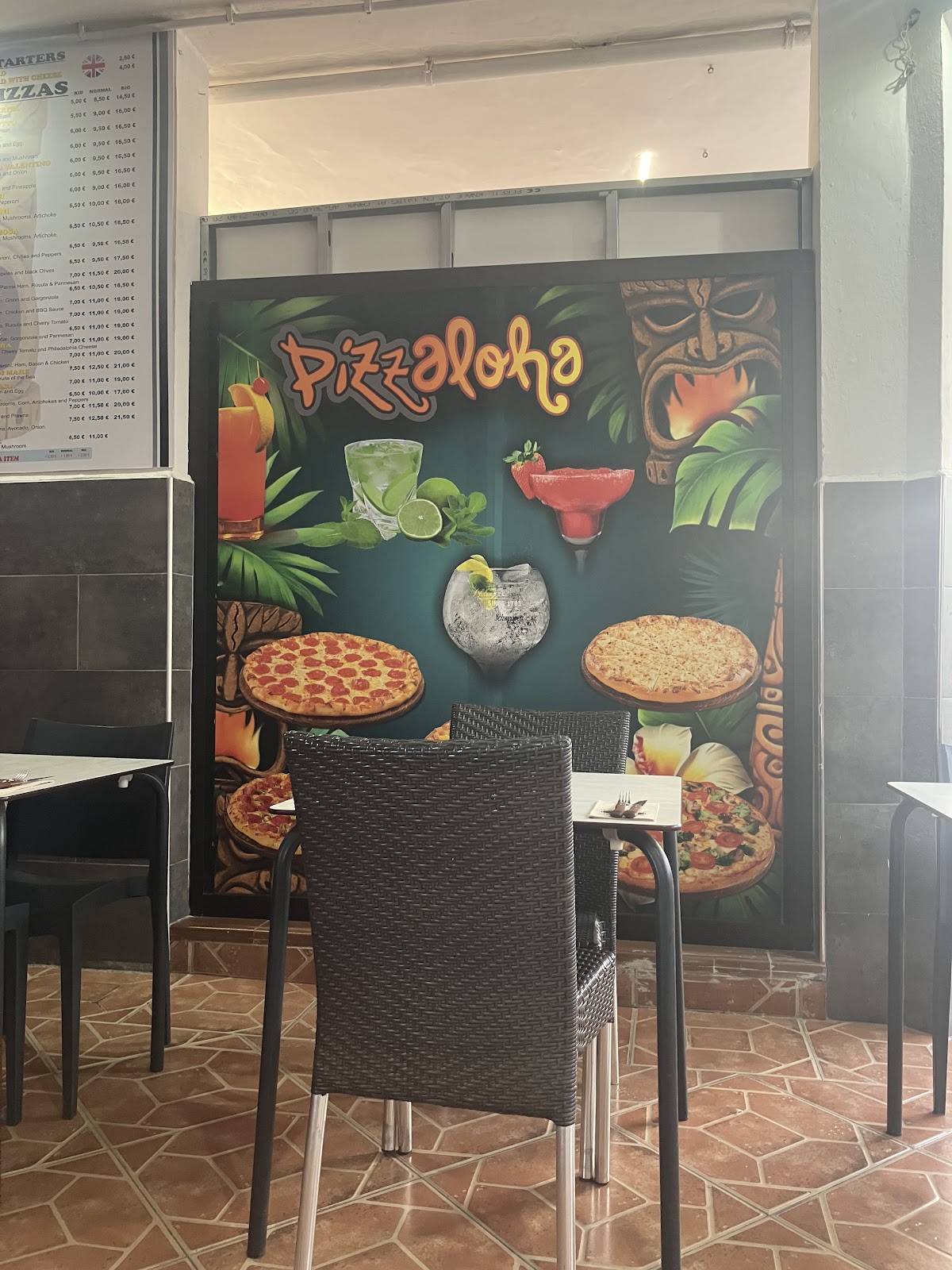 Menu at Pizzaloha restaurant, Castillo Caleta de Fuste