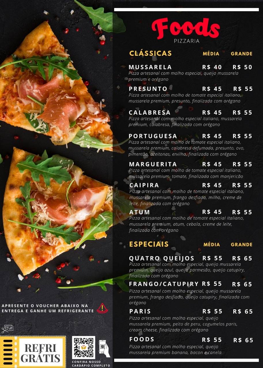 Menu em Pizzaria Foods, Guarapari