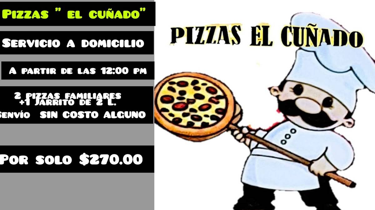 Menu at Pizzas "El Cuñado" restaurant, Mexico