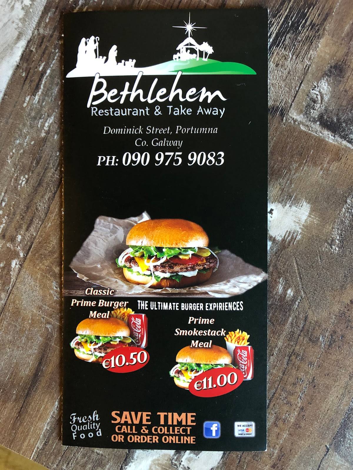 Menu at Bethlehem Restaurant, Portumna