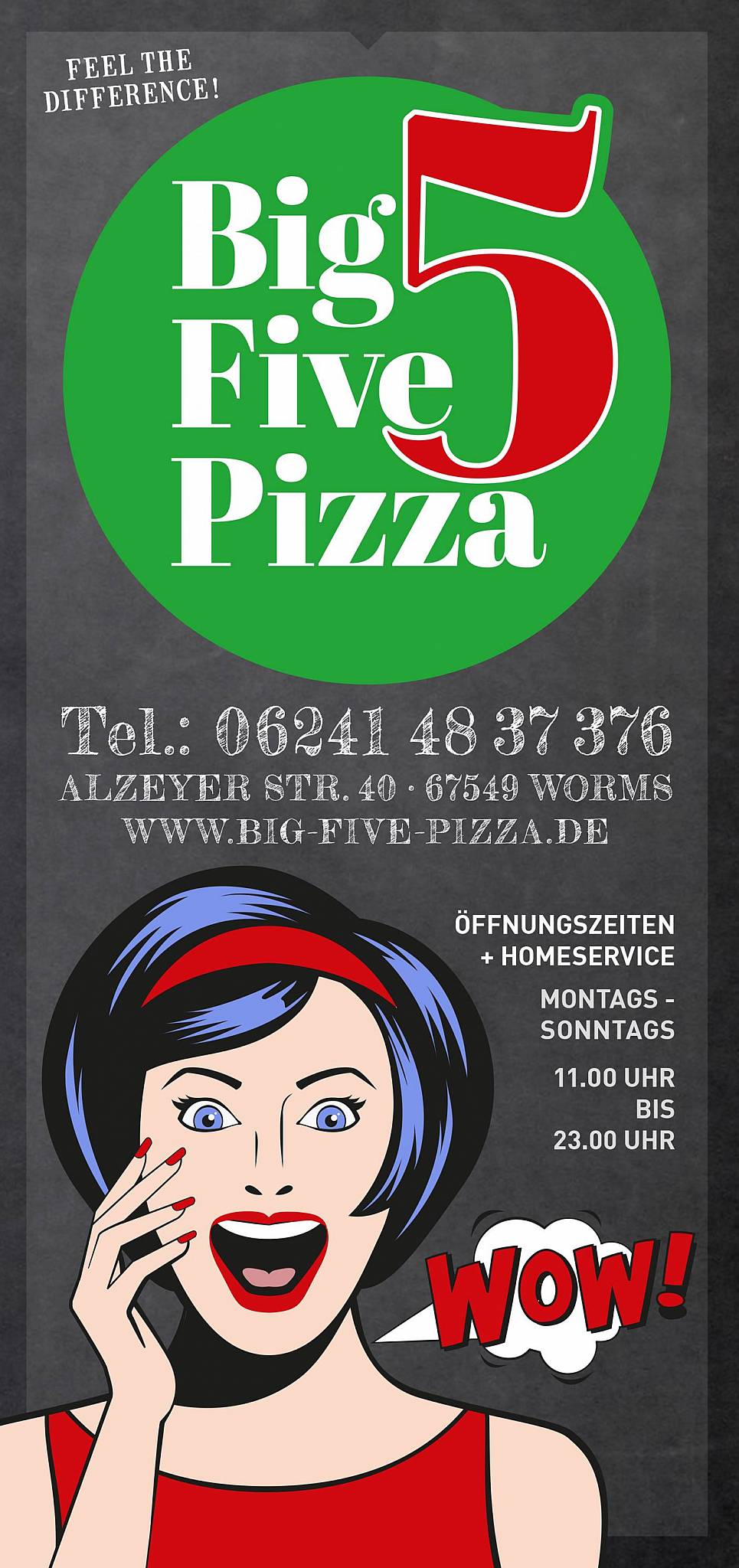 Speisekarte von Big Five Pizza Worms, Worms