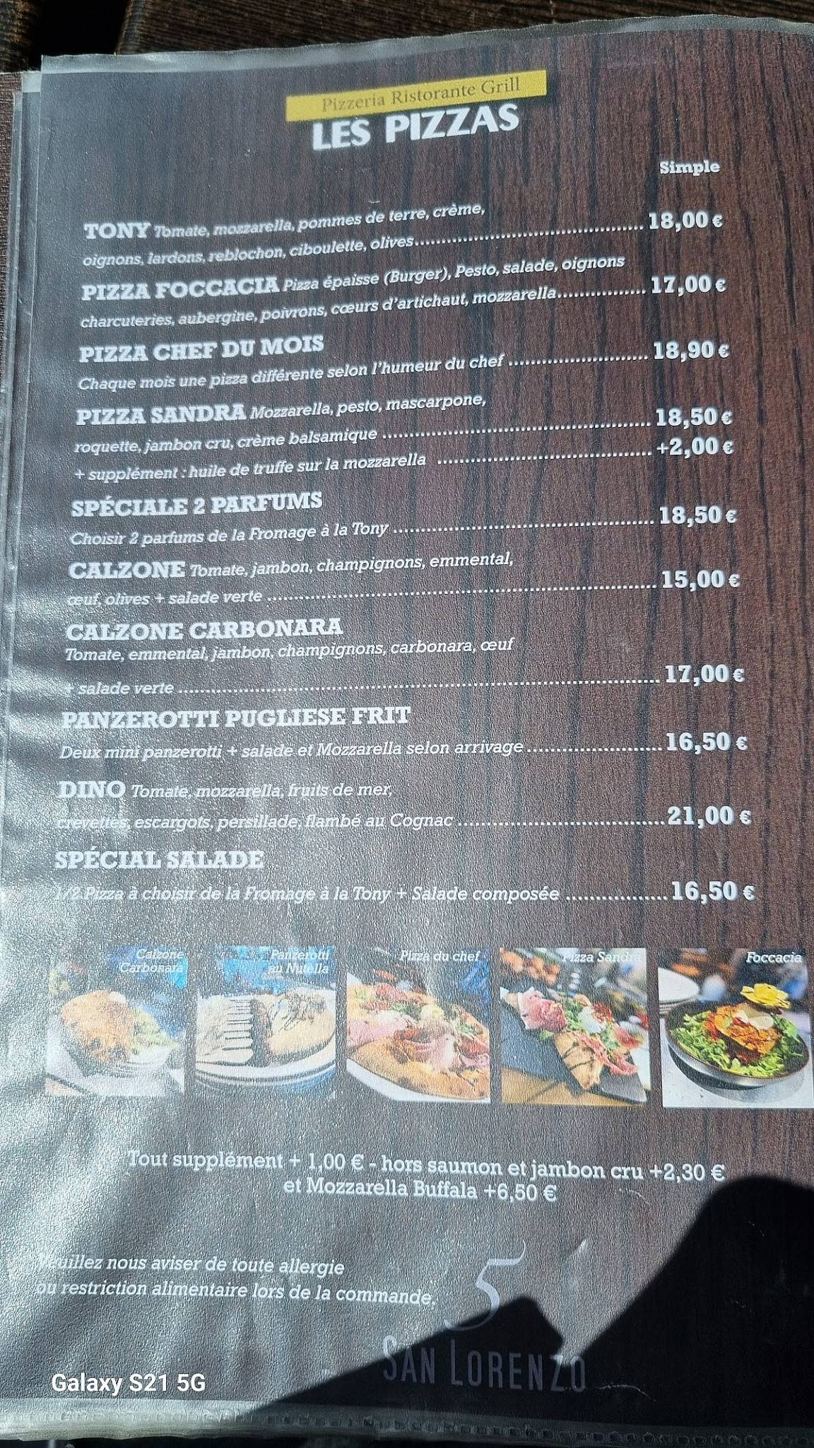 Menu au Pizzeria Boën San Lorenzo, Boën-sur-Lignon
