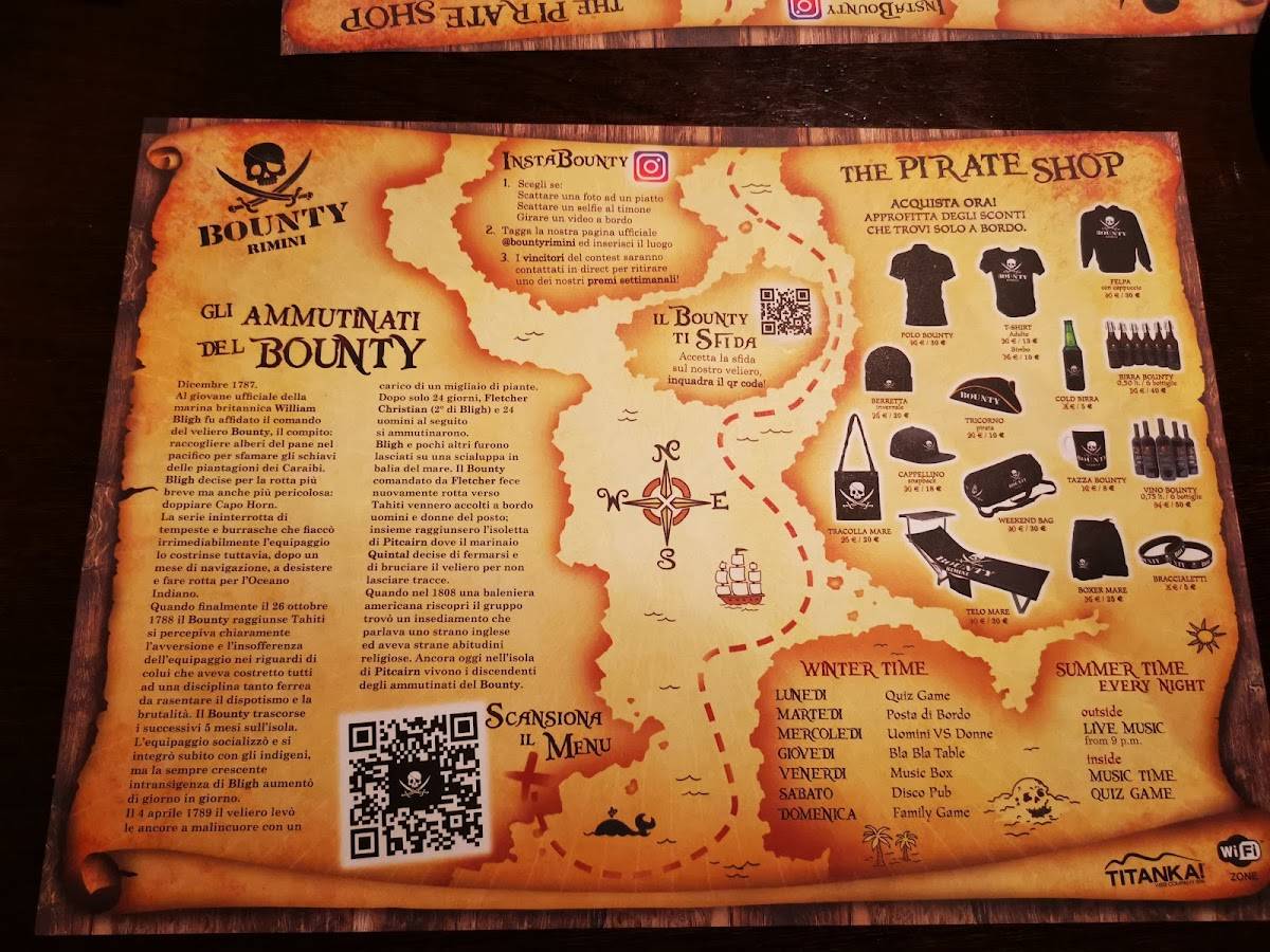 Menu da Bounty Rimini pizzeria, Rimini, Via la Strada 6 Lungomare di Rimini