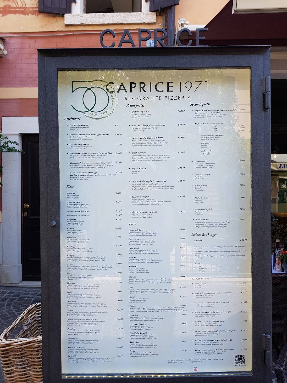 Speisekarte von Caprice 1971 restaurant, Bardolino, Via Goffredo Mameli
