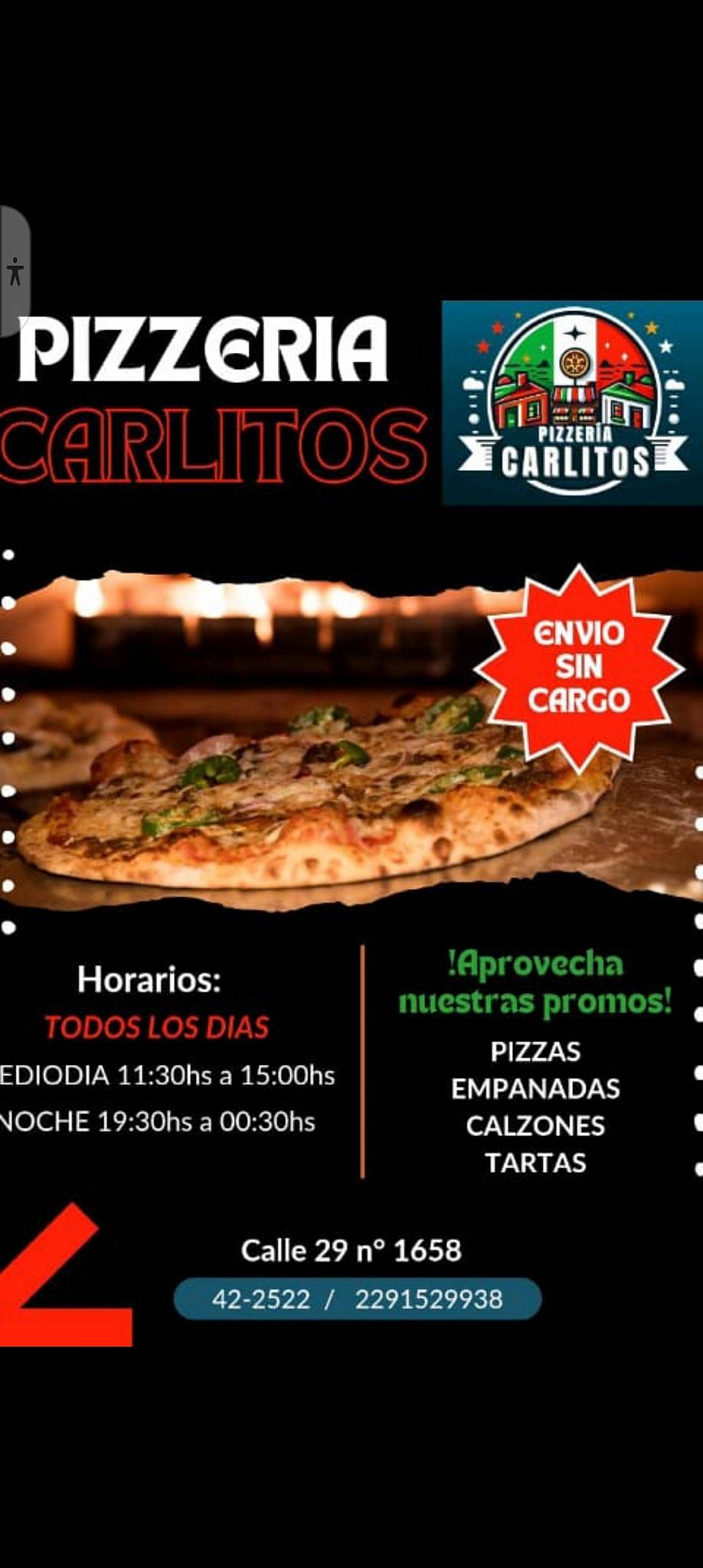 Carta de Pizzería Carlitos, Miramar