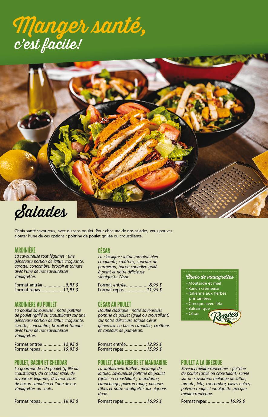 Menu au Chez Louis Poulet Et Pizza pizzeria, Drummondville, Bd Lemire