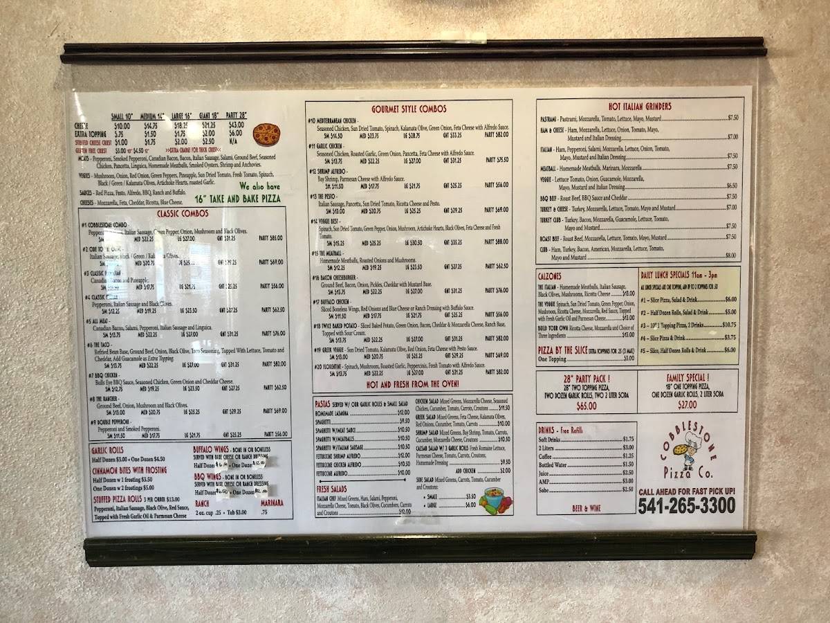 Menu at Cobblestone Pizza Co. pizzeria, Newport