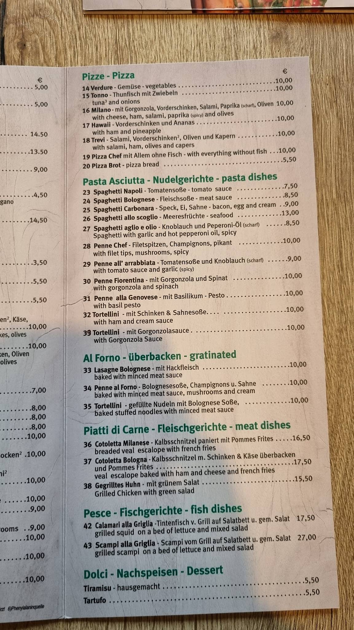 Menu at Pizzeria - Da Paolo, Garmisch-Partenkirchen