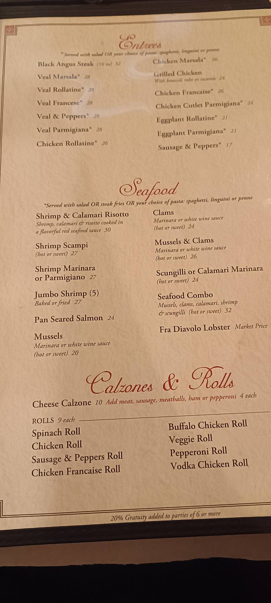 Menu at Pier 76 pizzeria, Bayonne